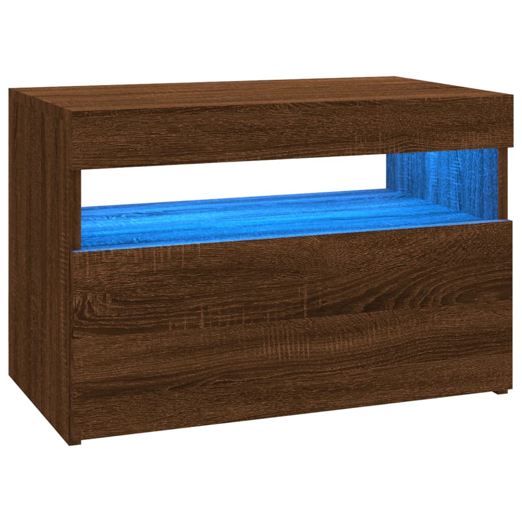 Mueble de TV con iluminación LED, color roble ahumado, 60x35x40 cm ...