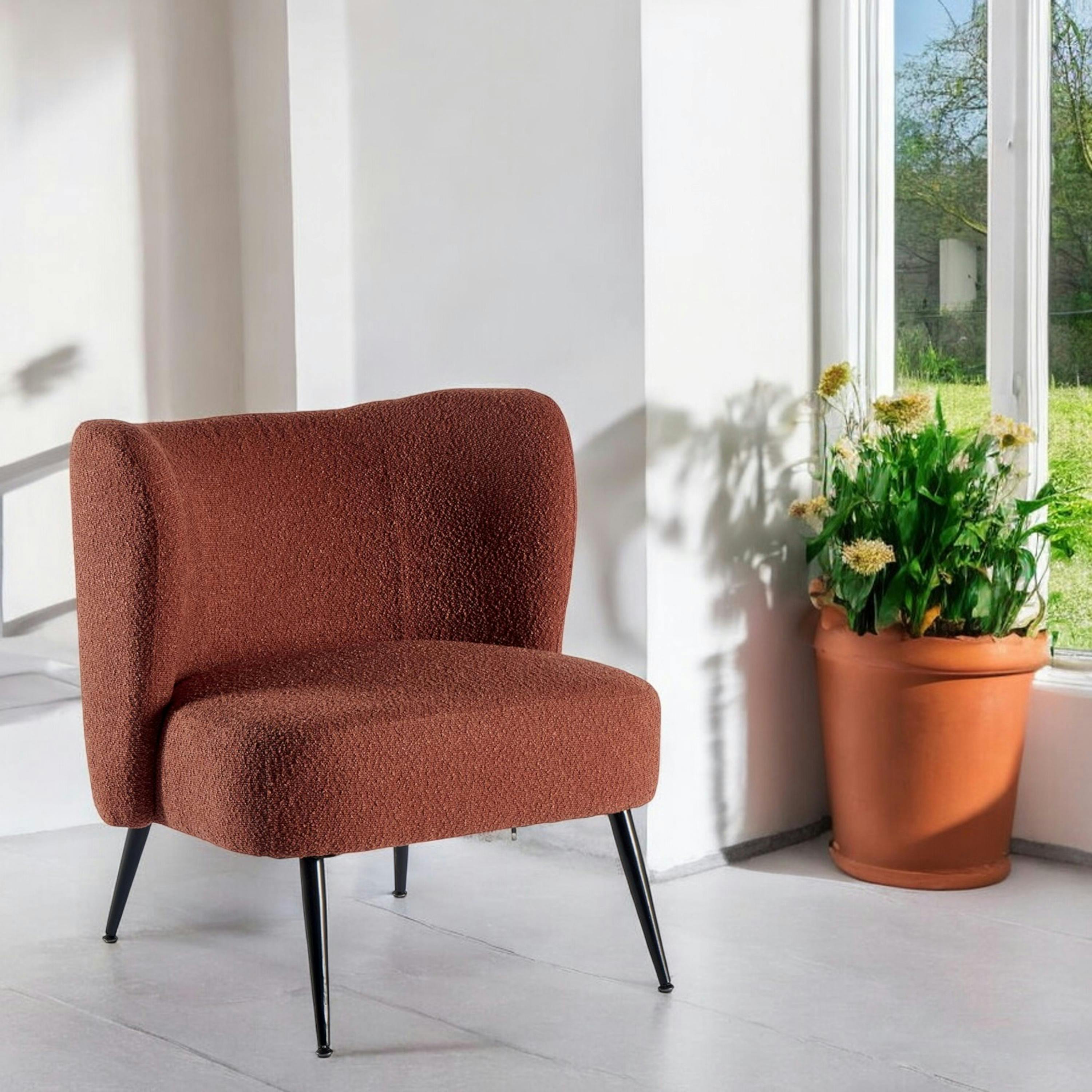 Fauteuil tissu terracotta bouclé MALMOE | Leroy Merlin