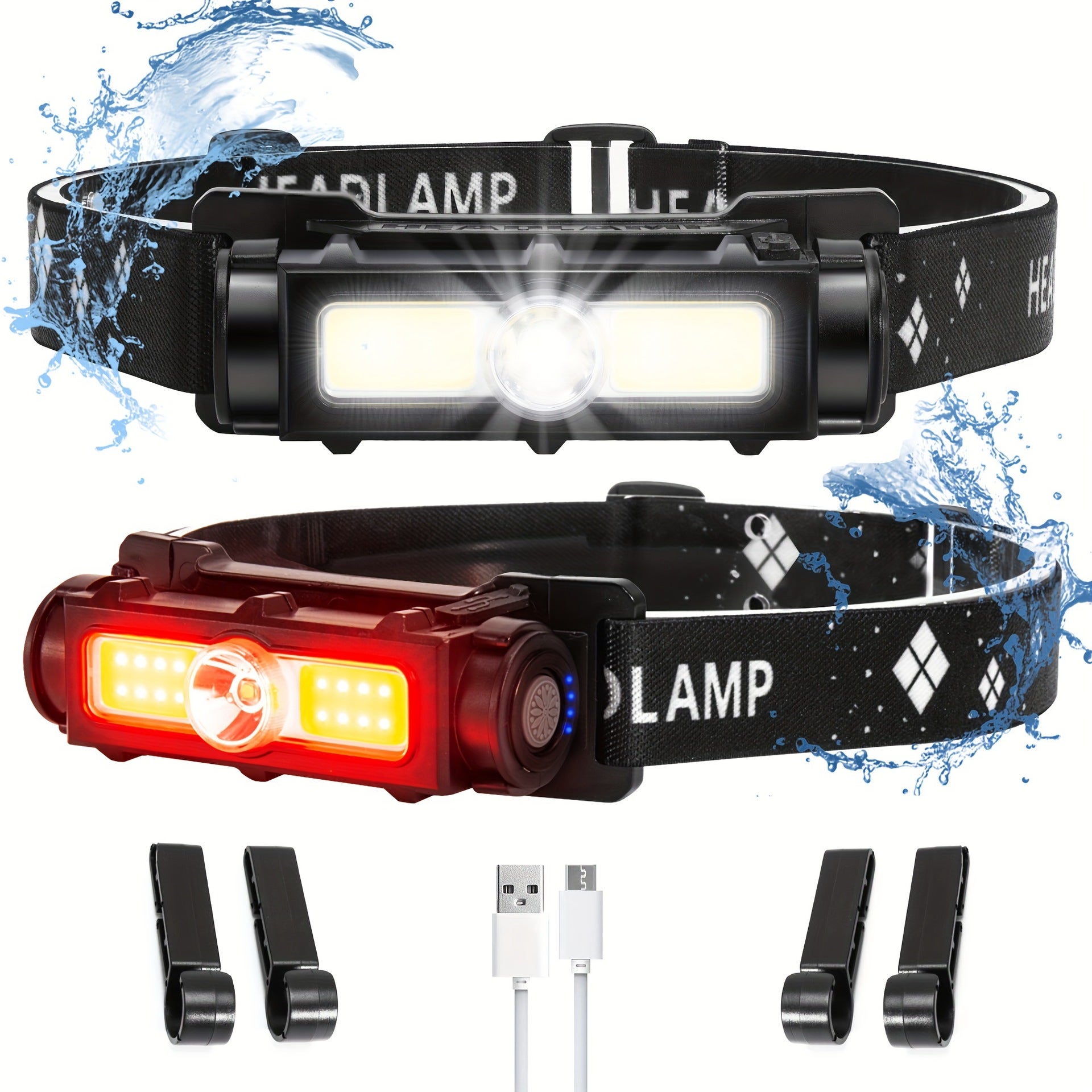 Potente linterna frontal, linterna frontal LED recargable con luz ...