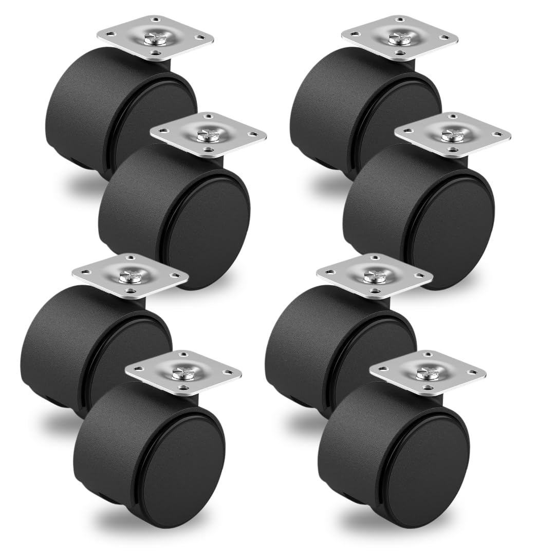 Rueda giratoria negra Ø 50 mm sin freno para muebles con placa de acero ...