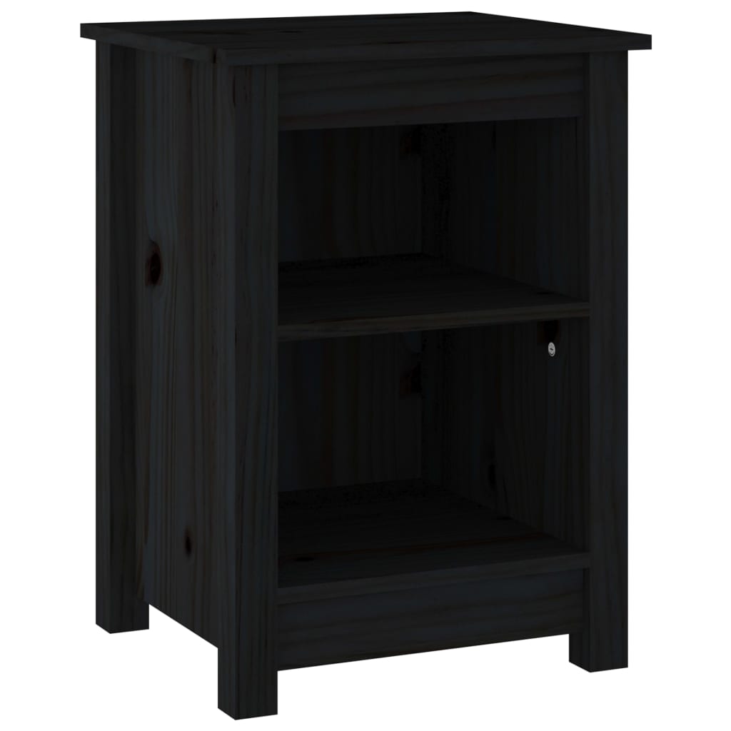 Mesita de noche madera maciza de pino negro 40x35x55 cm - COMFORTXL ...