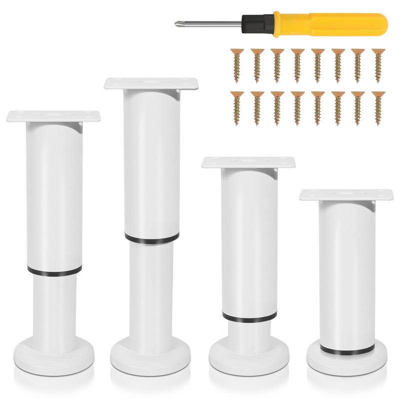 4X Pieds de meuble 12-18cm Extensible（Blanc） Pieds de socle Pied de ...