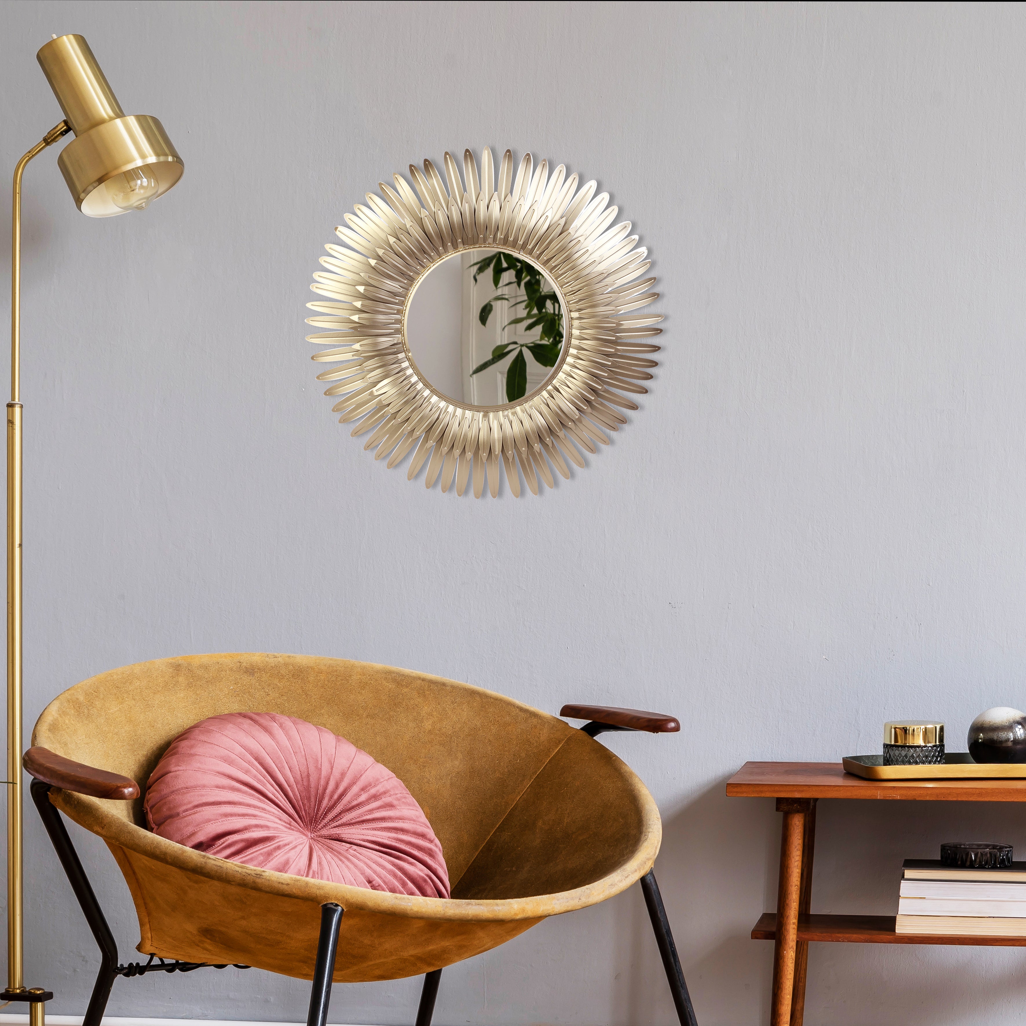 Miroir - Home Deco Factory - Plumes - Ultra-design - Or | Leroy Merlin