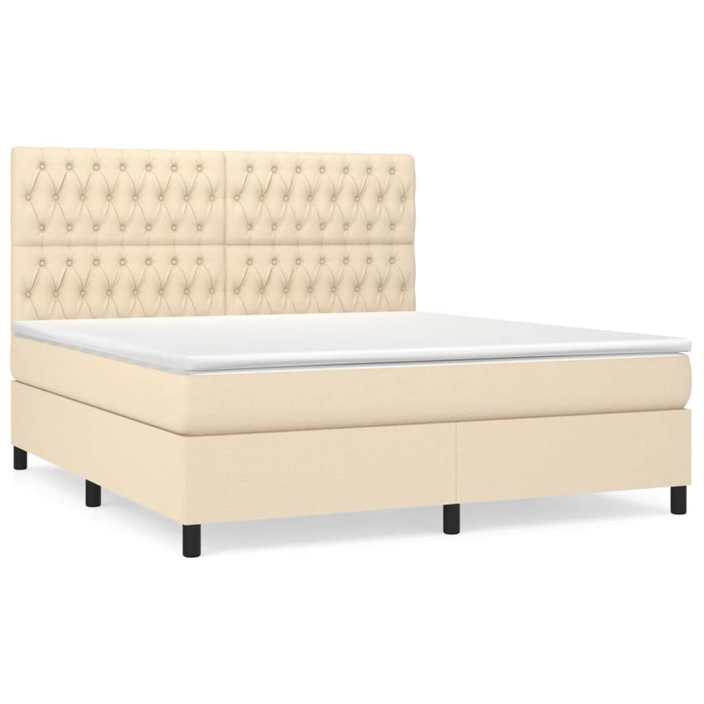 Cama box spring con colchón tela color crema 180x200 cm | Leroy Merlin