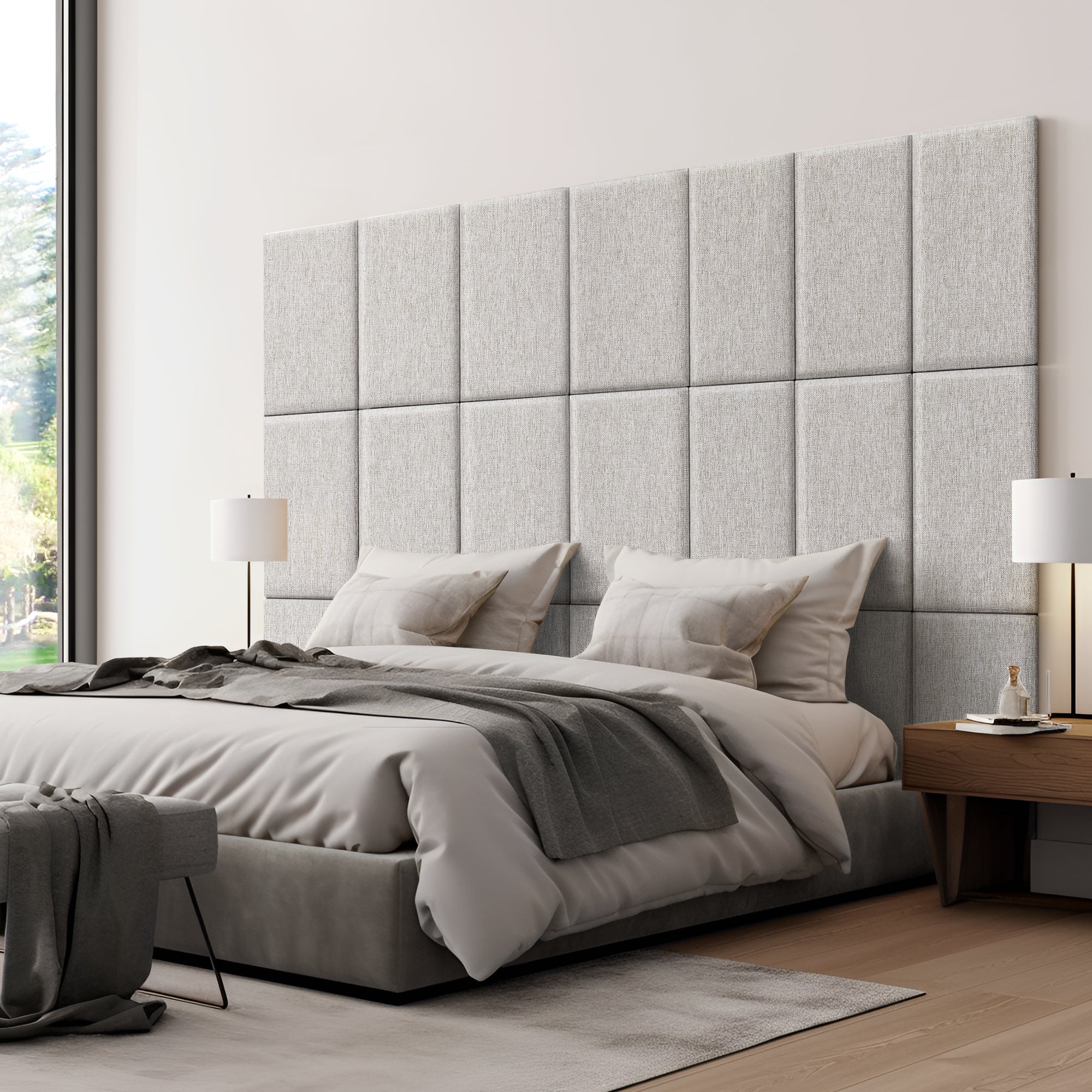 Set de 3 paneles de pared acolchados Carpino textil 60x30cm - Gris [neu ...