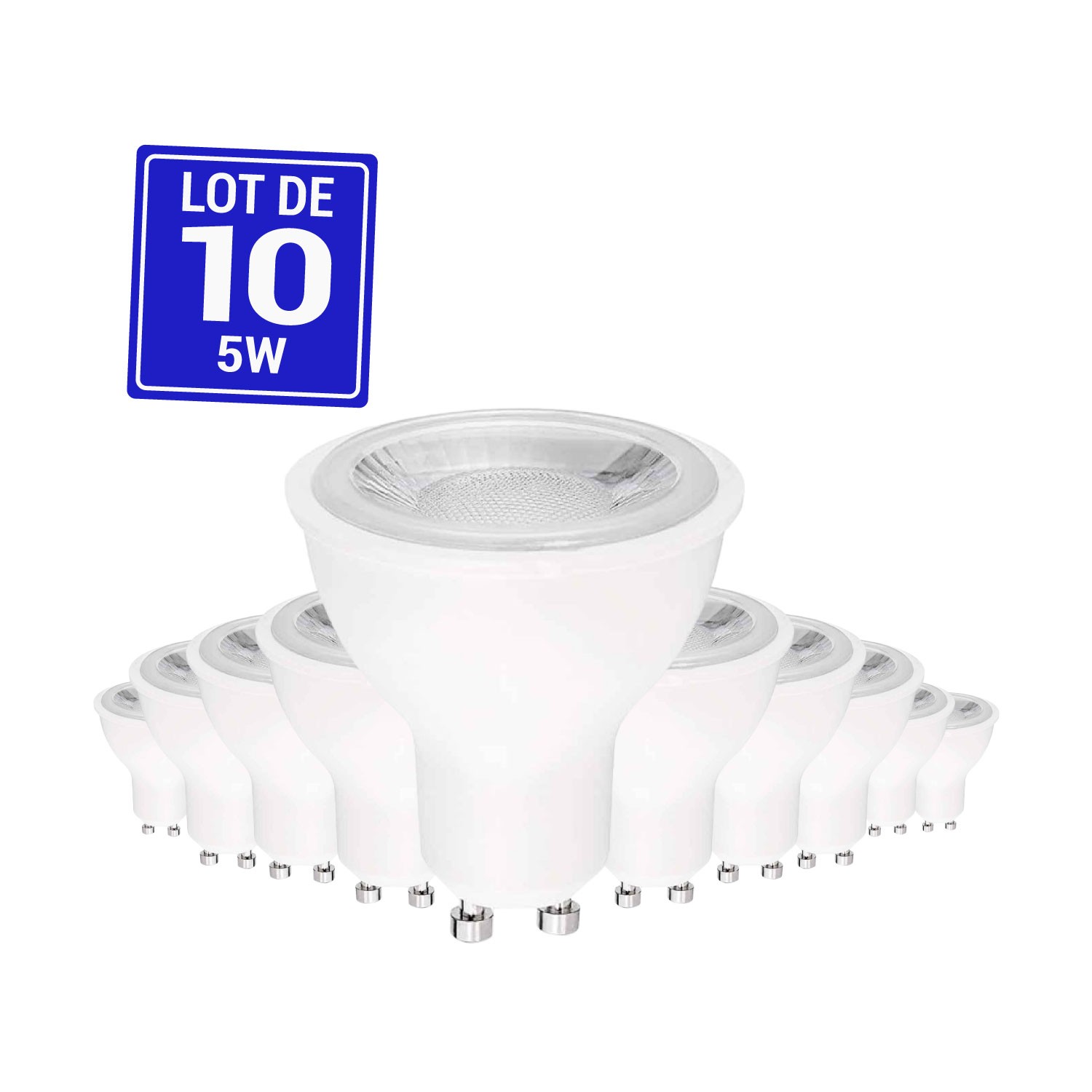 Pack x 10 - Ampoule LED GU10 5W - Blanc Neutre | Leroy Merlin