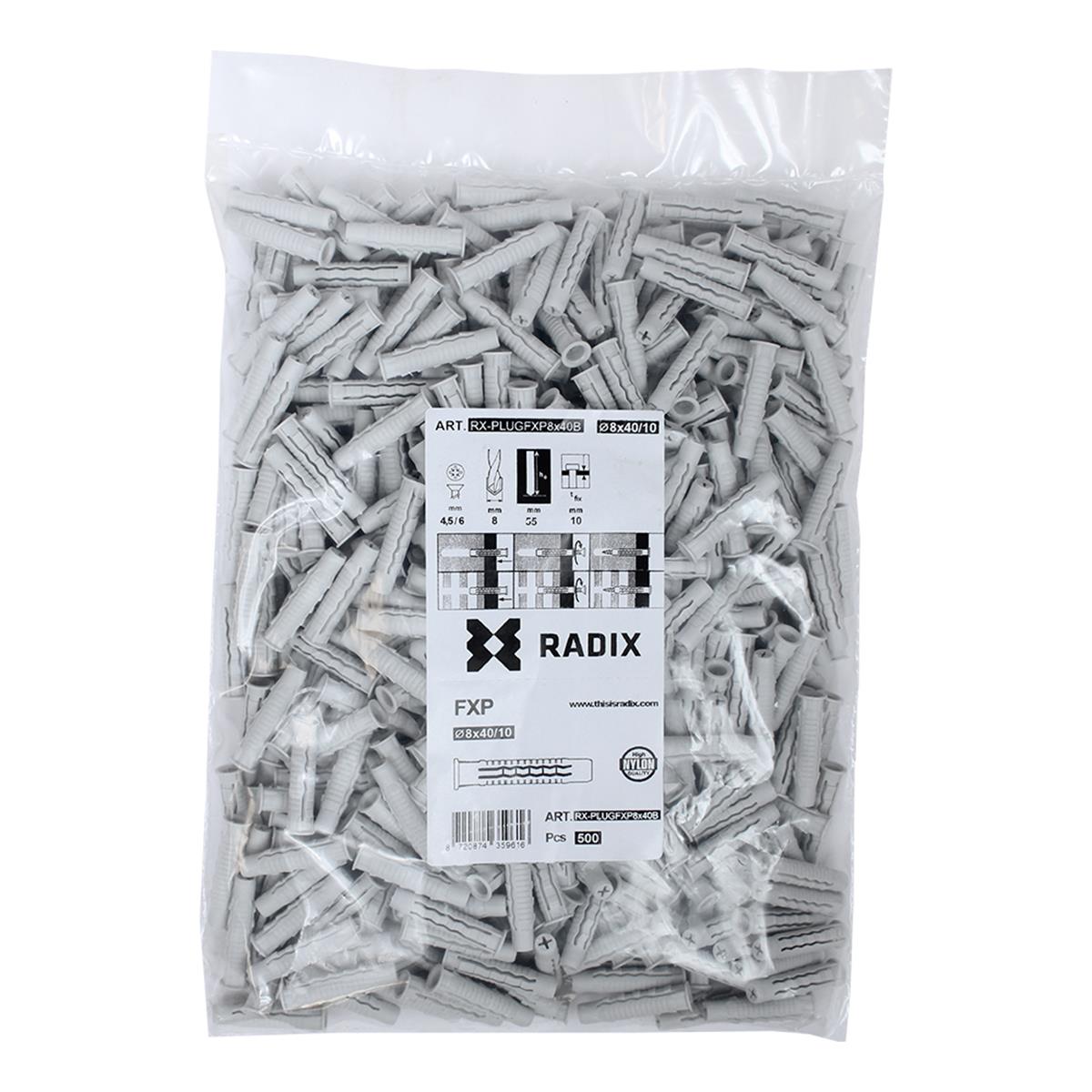 Cheville en nylon - Radix - FX PRO - 8 x 40 mm (500 pièces) | Leroy Merlin