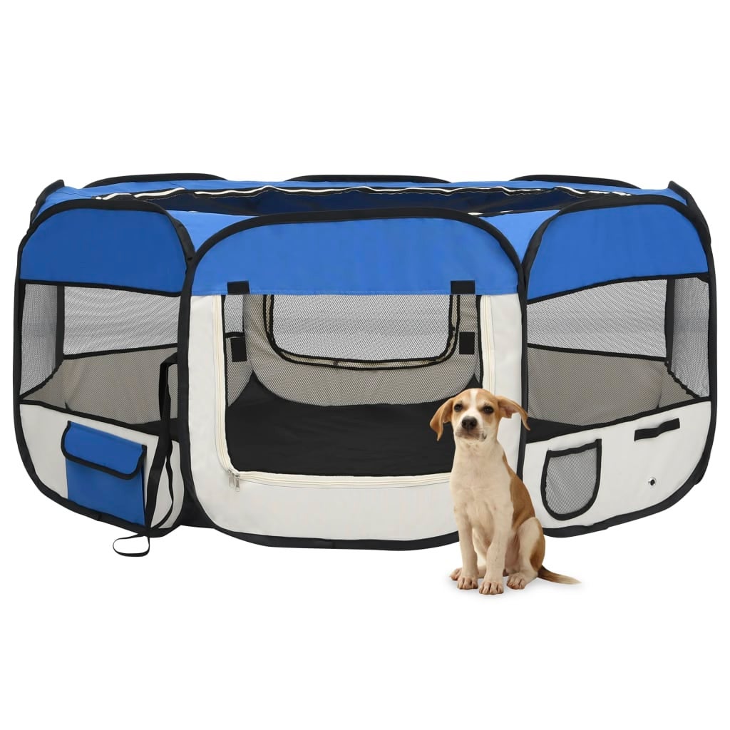Parque para perros plegable con bolsa de transporte Azul 145x145x61cm ...