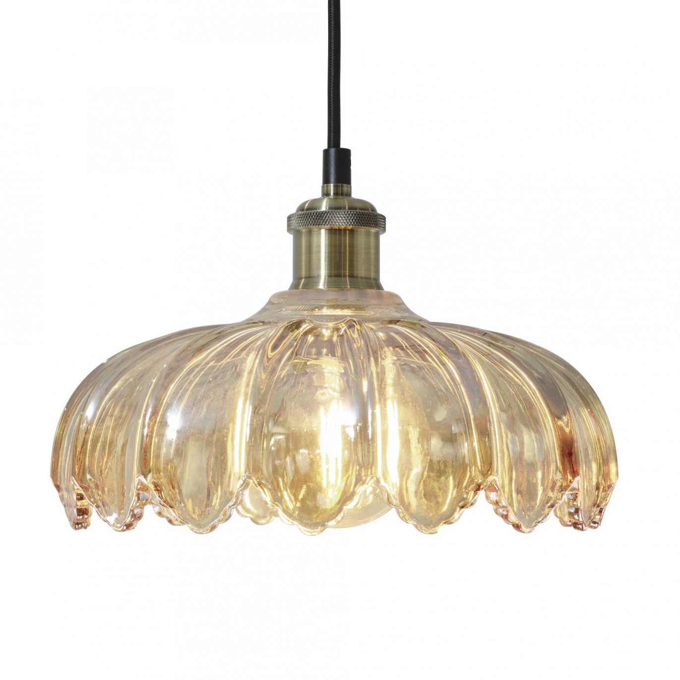 C-Création - Suspension en verre forme rétro - PÉTALE - Champagne - Édition limitée | Leroy Merlin