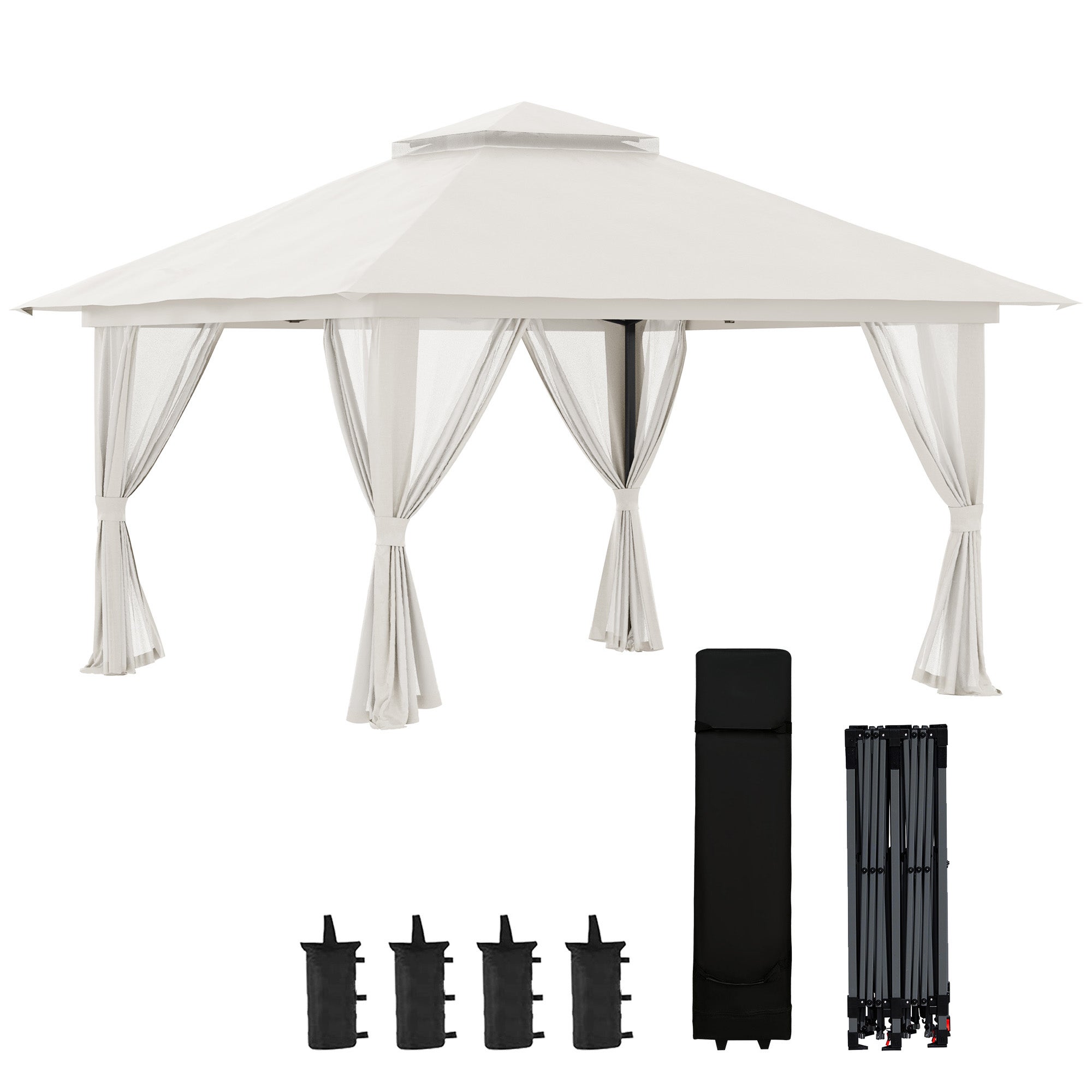 Gazebo, réglable en hauteur, murs en maille 4, toit ventilé, sac de ...