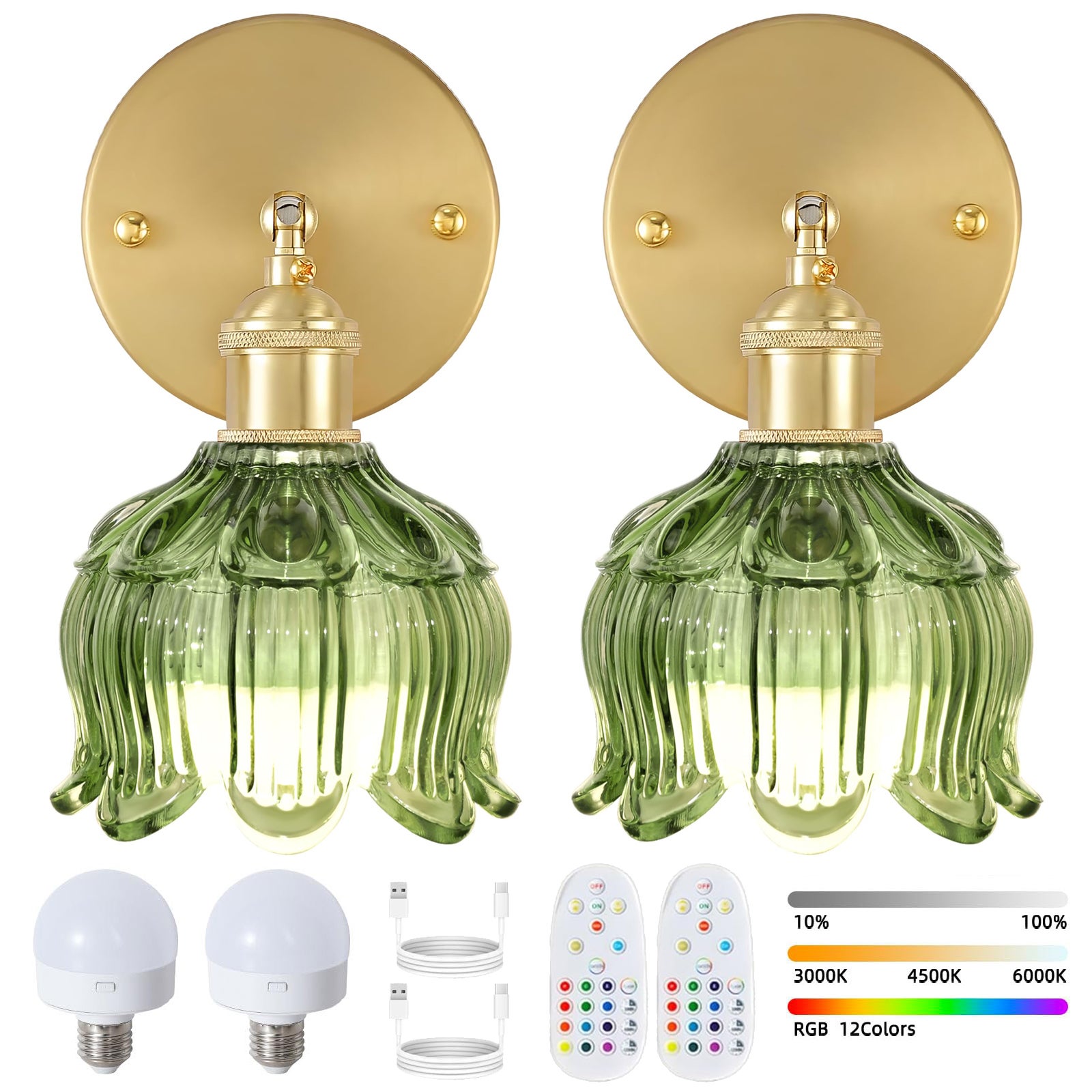 Paquete de 2 luces LED de pared recargables con control remoto ...