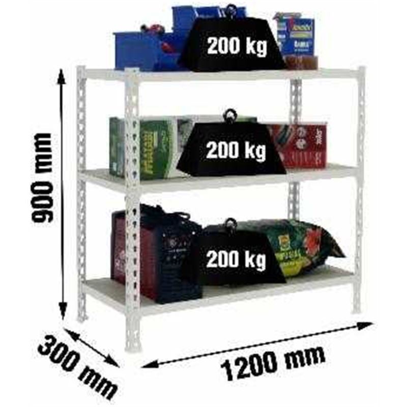 Estanteria MADERCLICK MEGAPLUS 3/300 900 BLANCO/MADERA - 8425437077180 - Simon Rack | Leroy Merlin