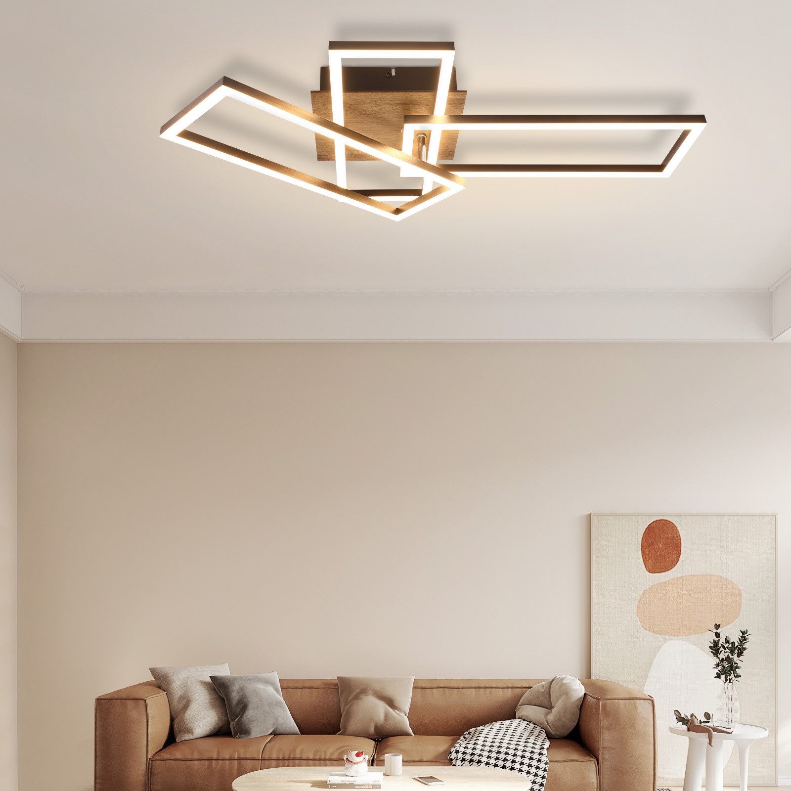 NETTLIFE Plafoniera LED Camera da Letto Cornice Nera 64.3CM Dimmerabile ...