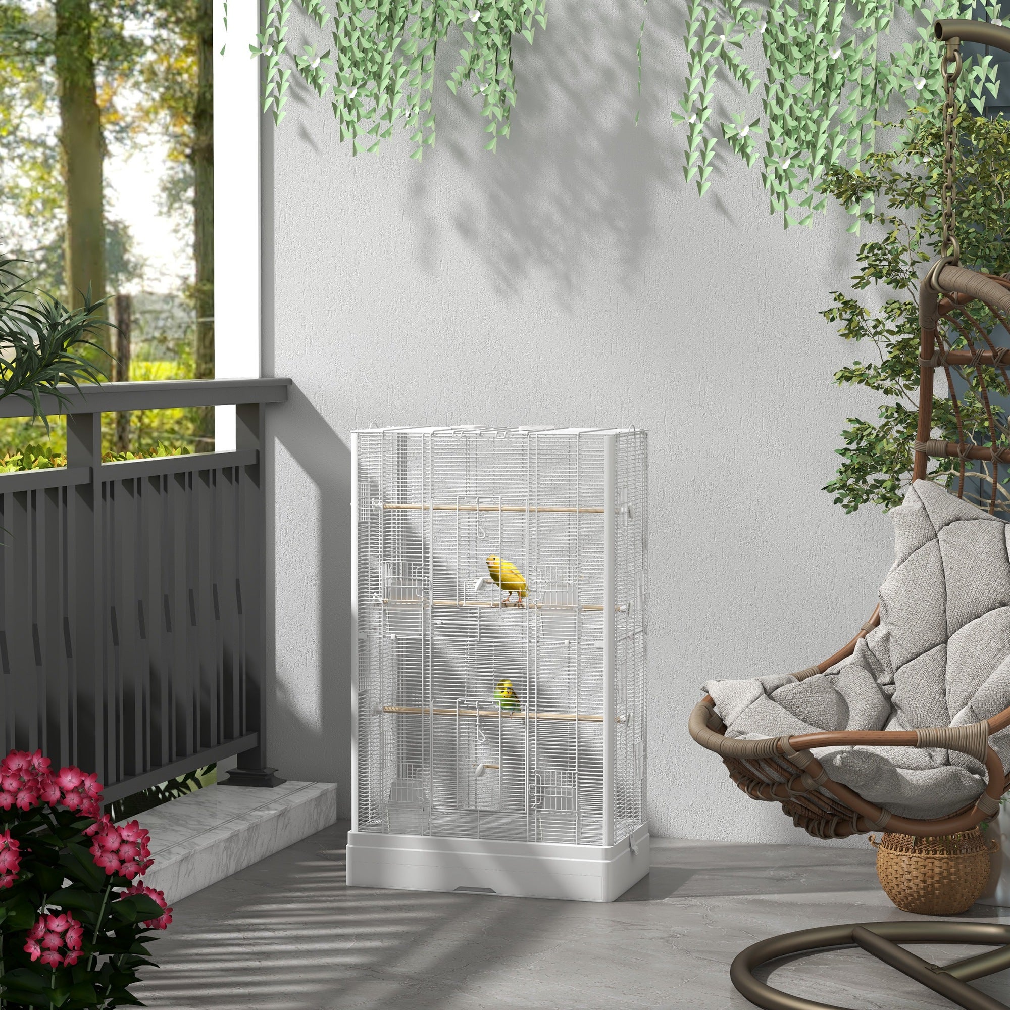 Cage à oiseaux volière avec portes perchoirs cage pour canaris ...