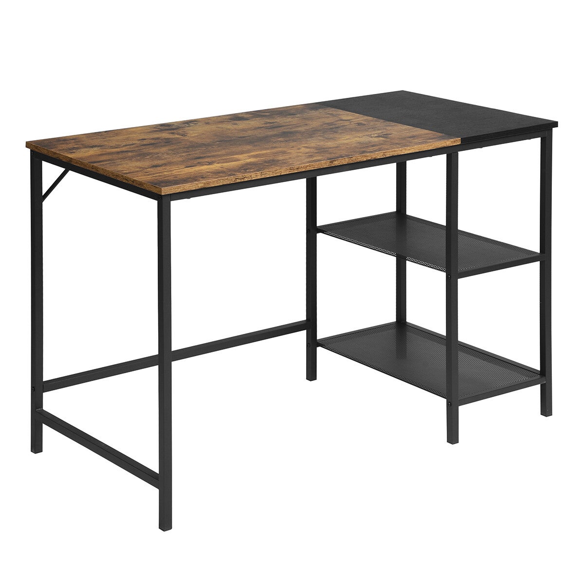 URBAN MEUBLE Black and Brown Industrial Desk with Shelves, Simple Home ...