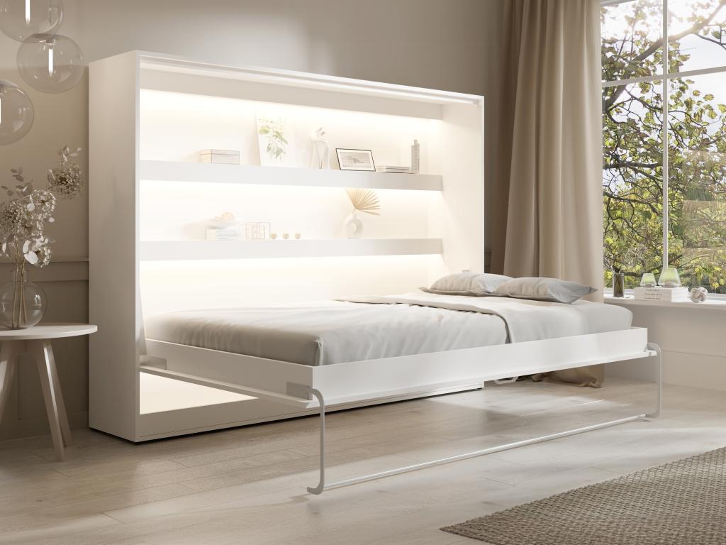Lit escamotable 140 x 200 cm - Ouverture horizontale manuelle - Avec ...
