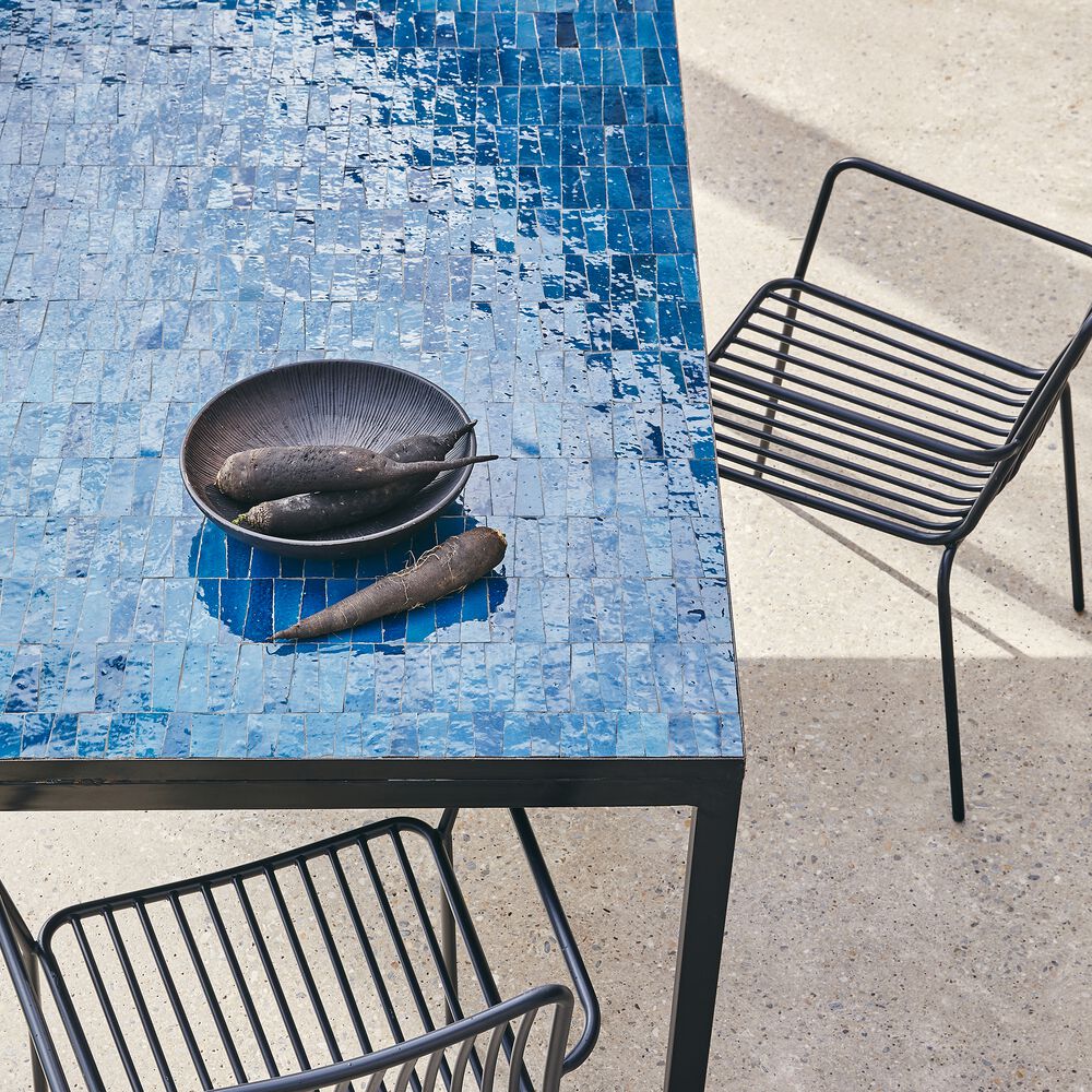 Table de jardin 6 convives Faïence Bleu JABHA ALINEA - L160 x larg90 x ...