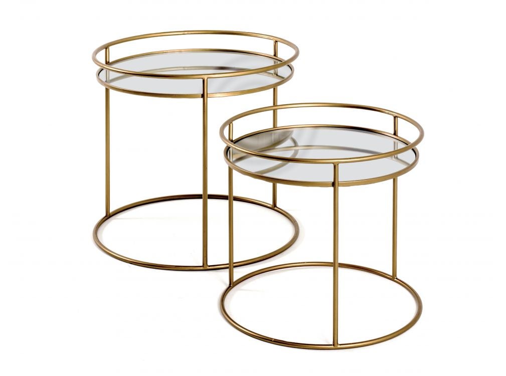 Tables basses GRACE en métal et miroir lot de 2 - Or | Leroy Merlin