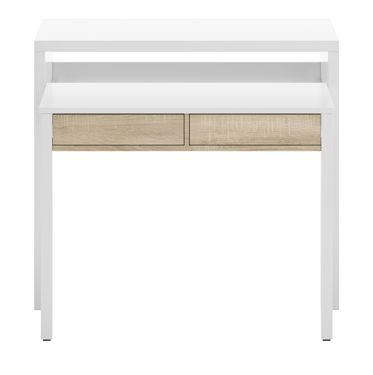 Console extensible coloris blanc et chêne - Dim : 88 x 99 x 36 cm ...