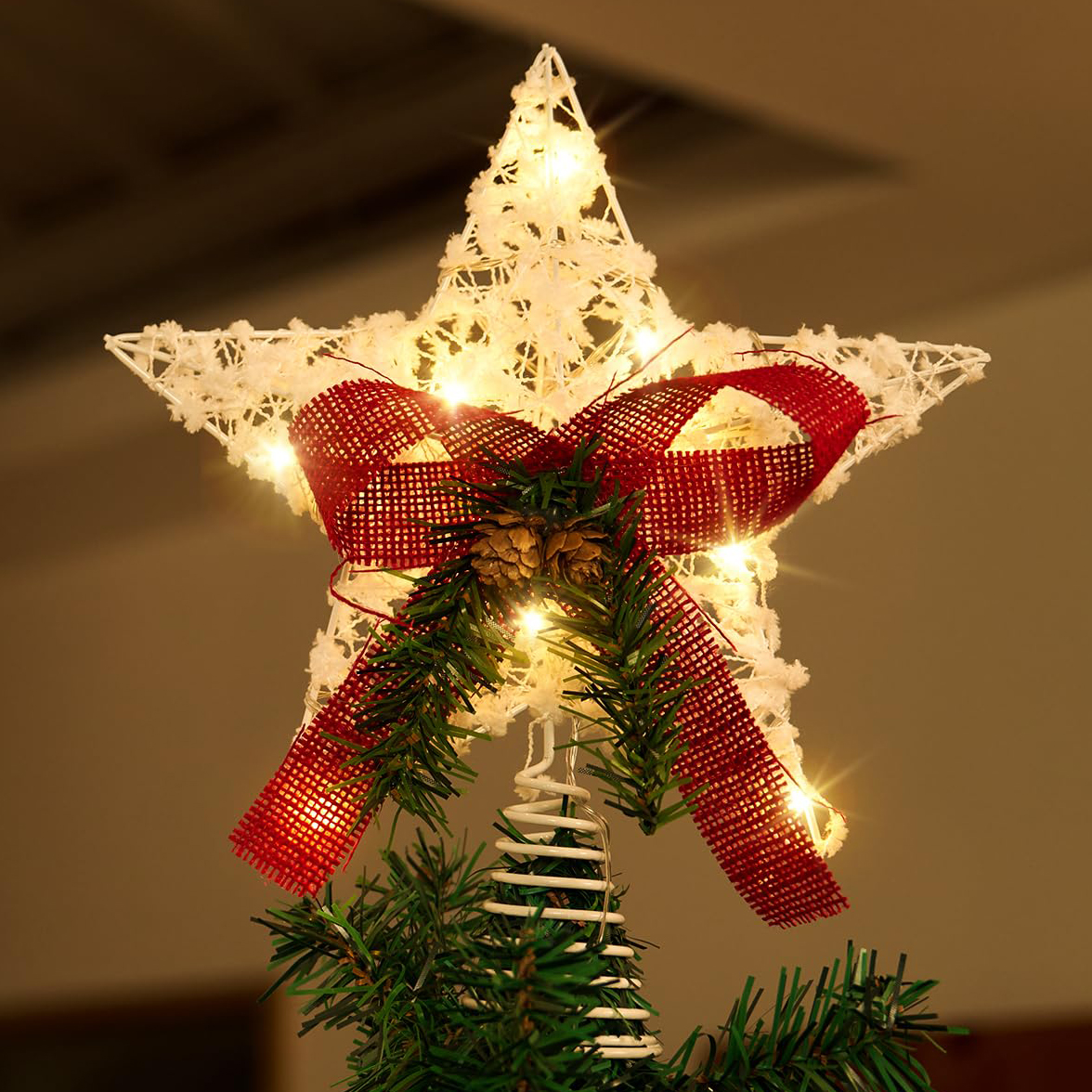 Estrella navideña con luces LED para la punta del árbol, funciona con ...
