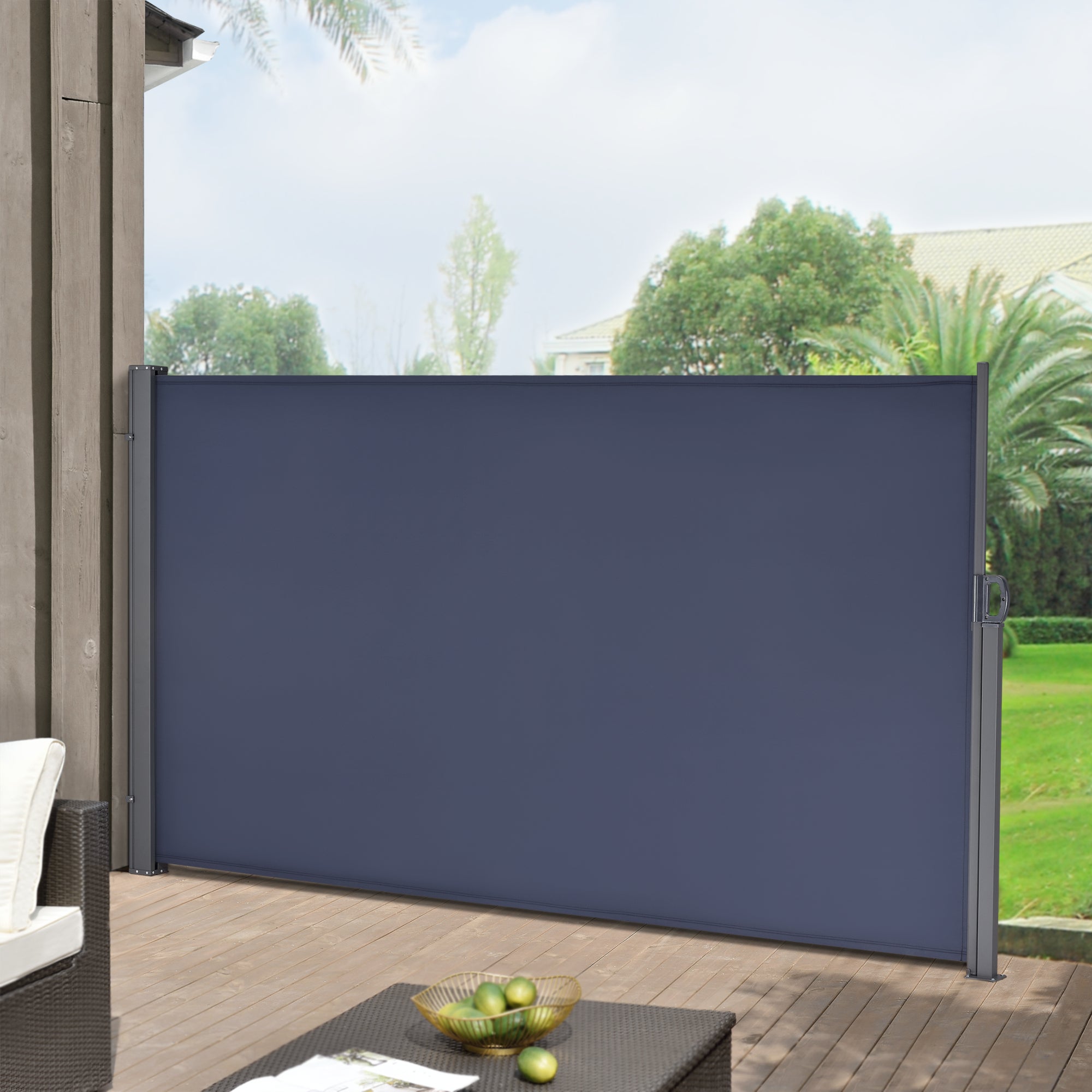 Store pour Balcon Mulhacén Latéral Acier Polyester 160 x 300 cm Bleu ...