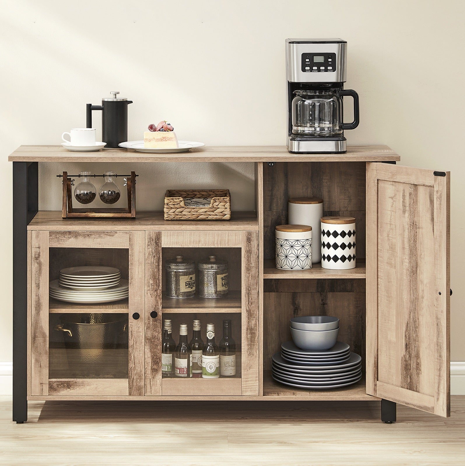 Meuble de Rangement, Buffet avec 3 Portes, 110 x 33 x 75 cm, Style ...