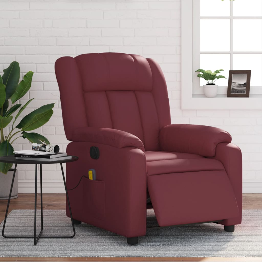 Fauteuil de massage inclinable électrique rouge bordeaux | Leroy Merlin
