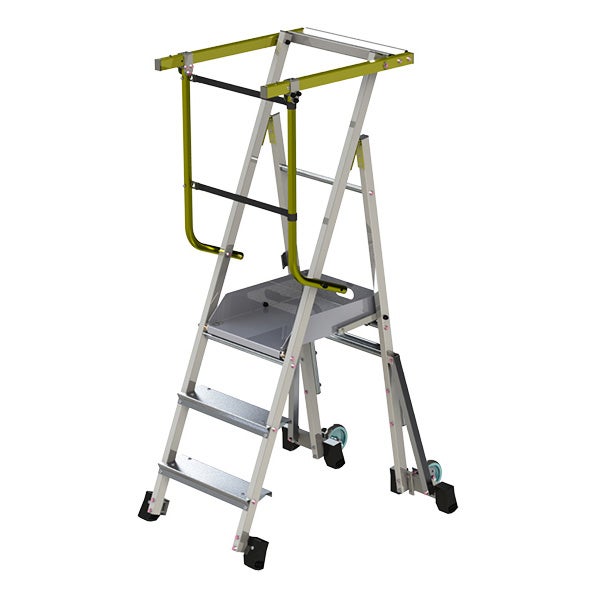 Escabeau roues escamotables 2 marches - Hauteur max. de travail 2.50m ...