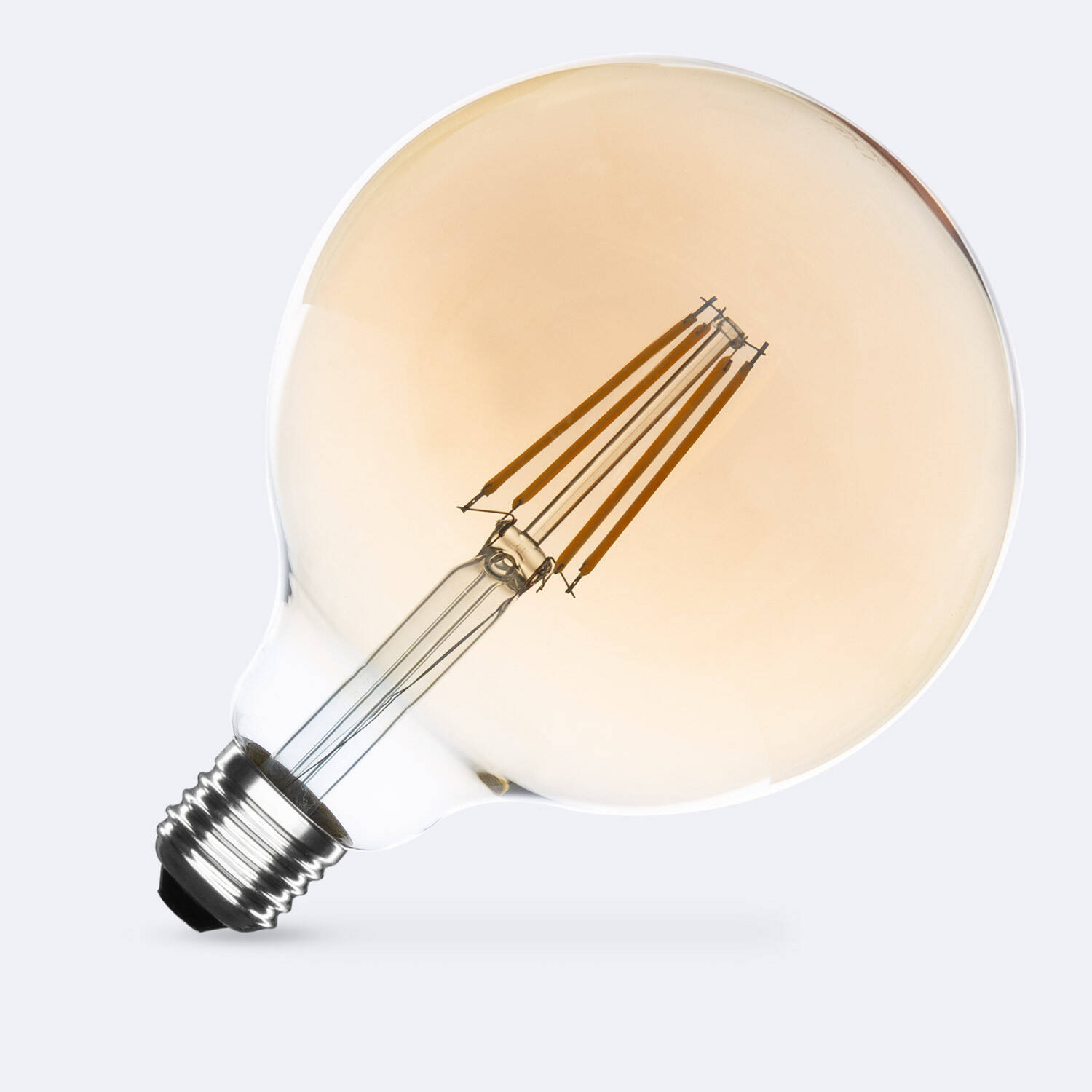 Ampoule LED Filament E27 8W 750 lm Dimmable G125 Gold Blanc chaud No Flicker 2700K | Leroy Merlin