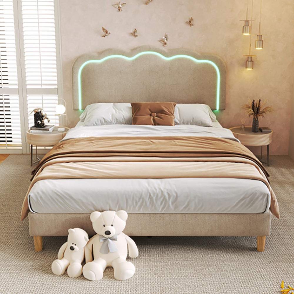 Lit adulte LED lit simple 90 x 200 cm cadre de lit avec sommier à ...