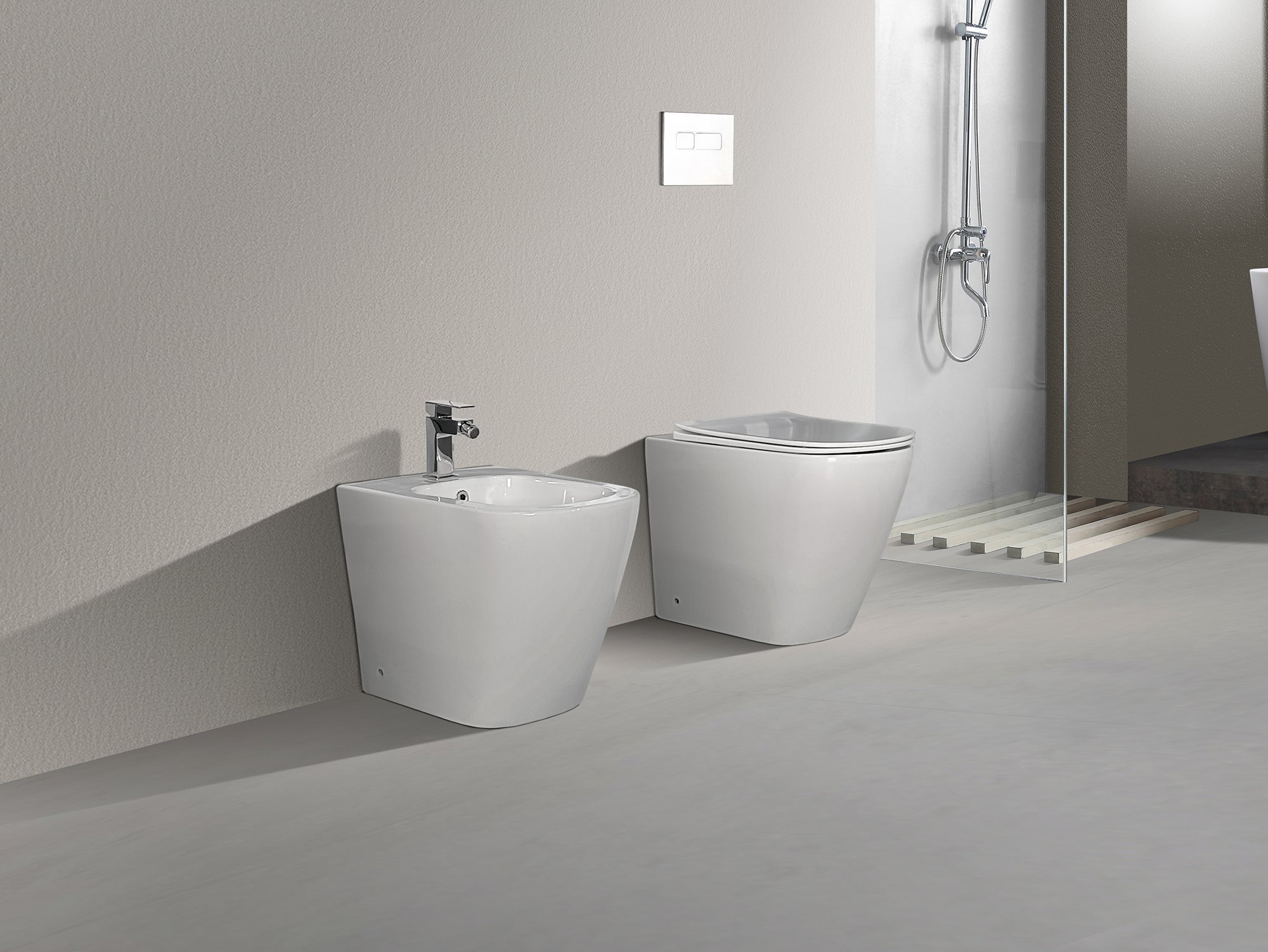 NALA Moon Conjunto de Sanitarios de Suelo Sin Borde con descarga ...