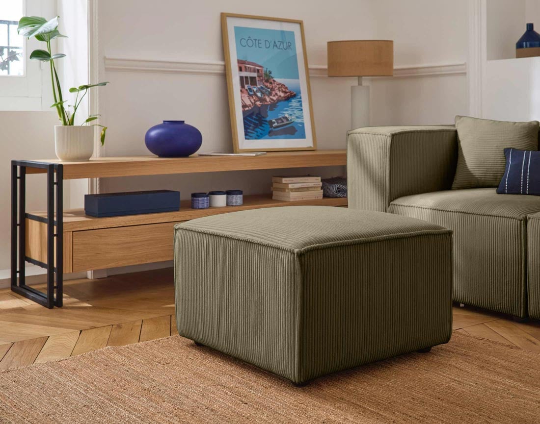 Arty - pouf d'appoint - en velours côtelé | Leroy Merlin