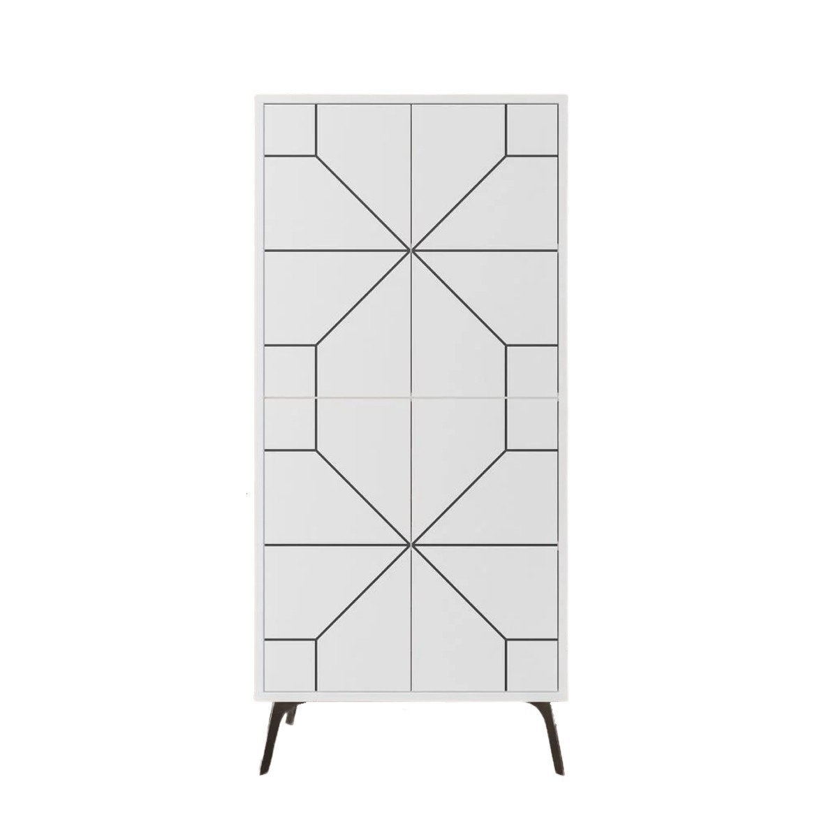 Buffet alto de 4 puertas blancas con decoraciones negras H136 cm - Dune ...