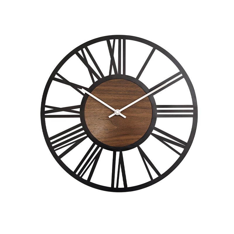 Reloj de pared grande redondo de madera negra para decoración de salón ...