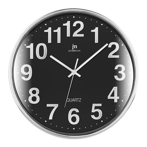Lowell Justaminute 00816 Horloge à quartz Cercle Noir Chrome | Leroy Merlin