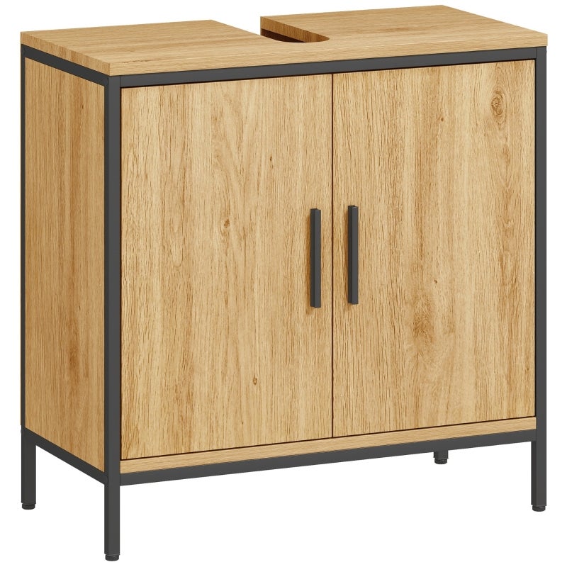 Meuble sous vasque 60cm, design industriel chêne - armoire de salle de ...