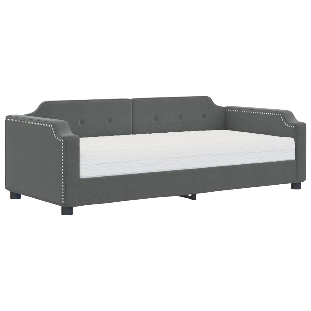 Lit de jour avec matelas gris foncé 90x200 cm tissu | Leroy Merlin