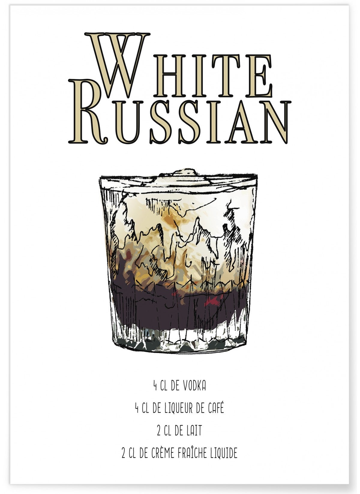 Affiche Cocktail White Russian - Format A3 - | Leroy Merlin