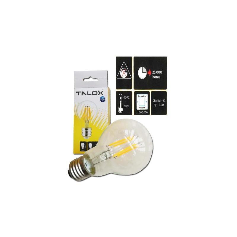 Talox bombilla led filamento a-60 e27 6 w 3000k 400 lumen | Leroy Merlin