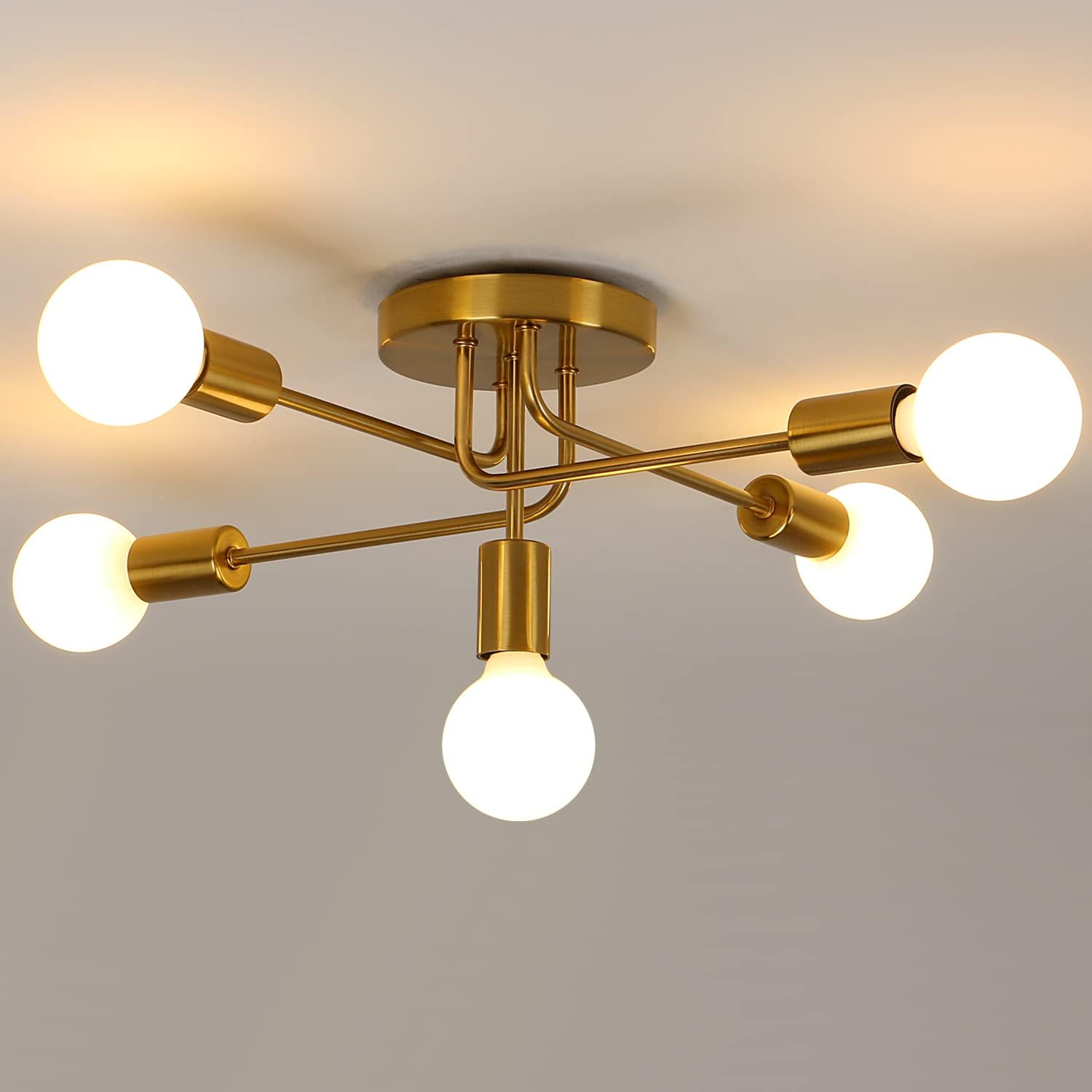 COMELY Lámpara de techo industrial elegante, lámpara vintage de 5 luces ...