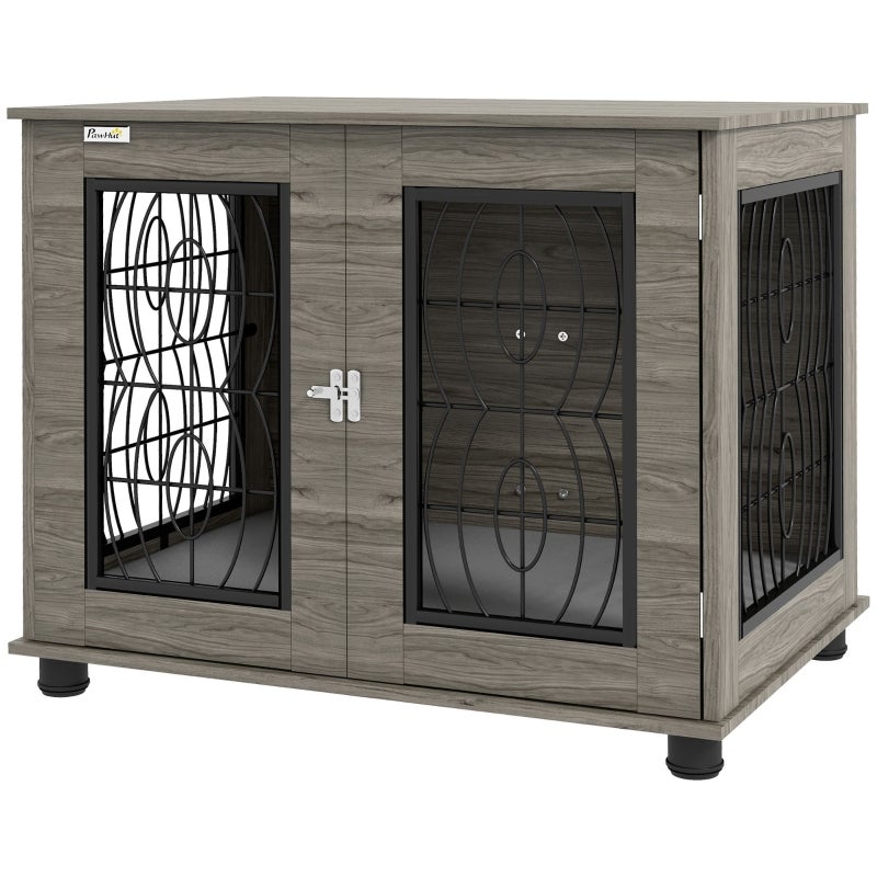 Cage chien métal avec coussin, 80x56x63 cm, 20 kg, gris bois | Leroy Merlin
