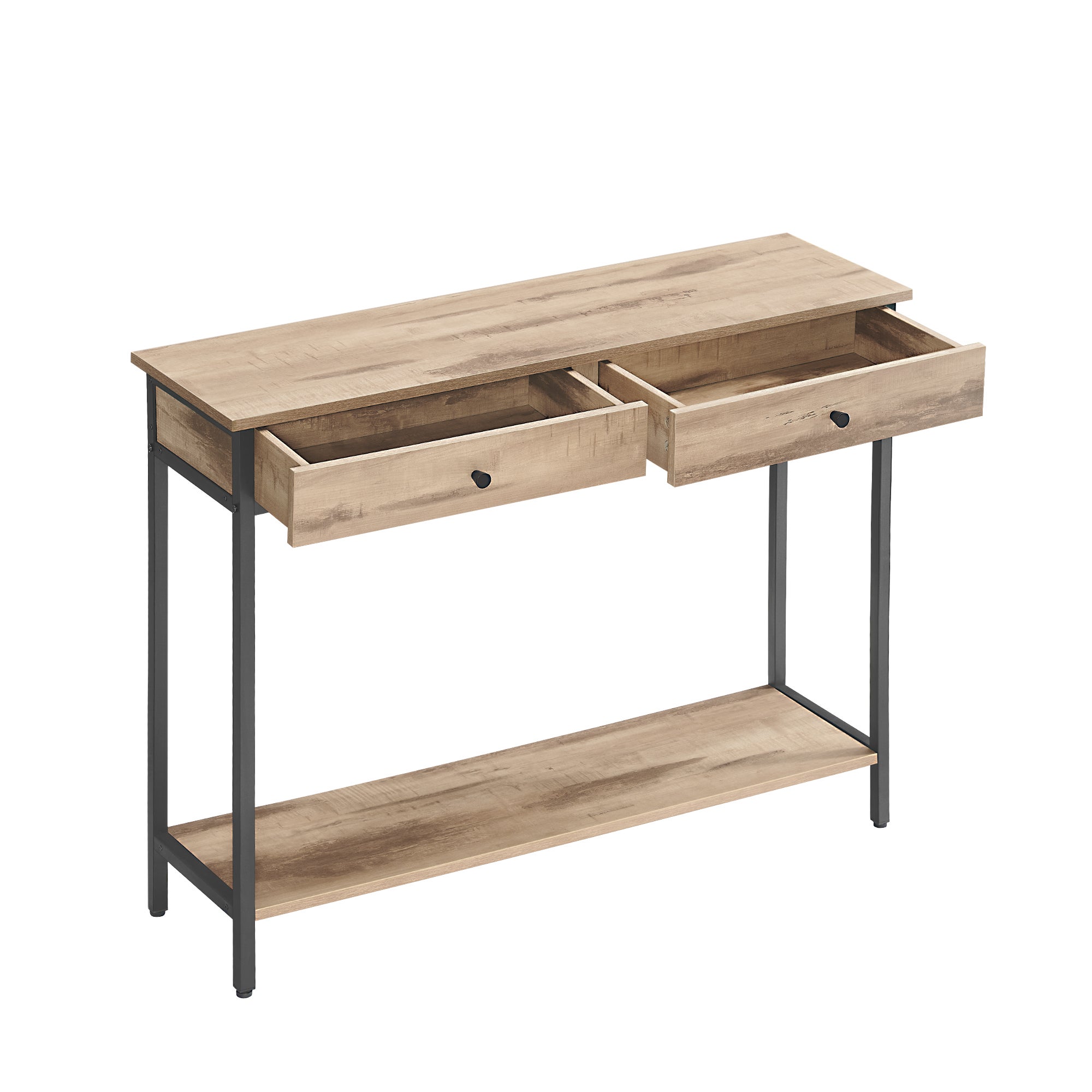 Table Console, Bout de Canapé, avec 2 Tiroirs, Cadre en Acier, pour ...