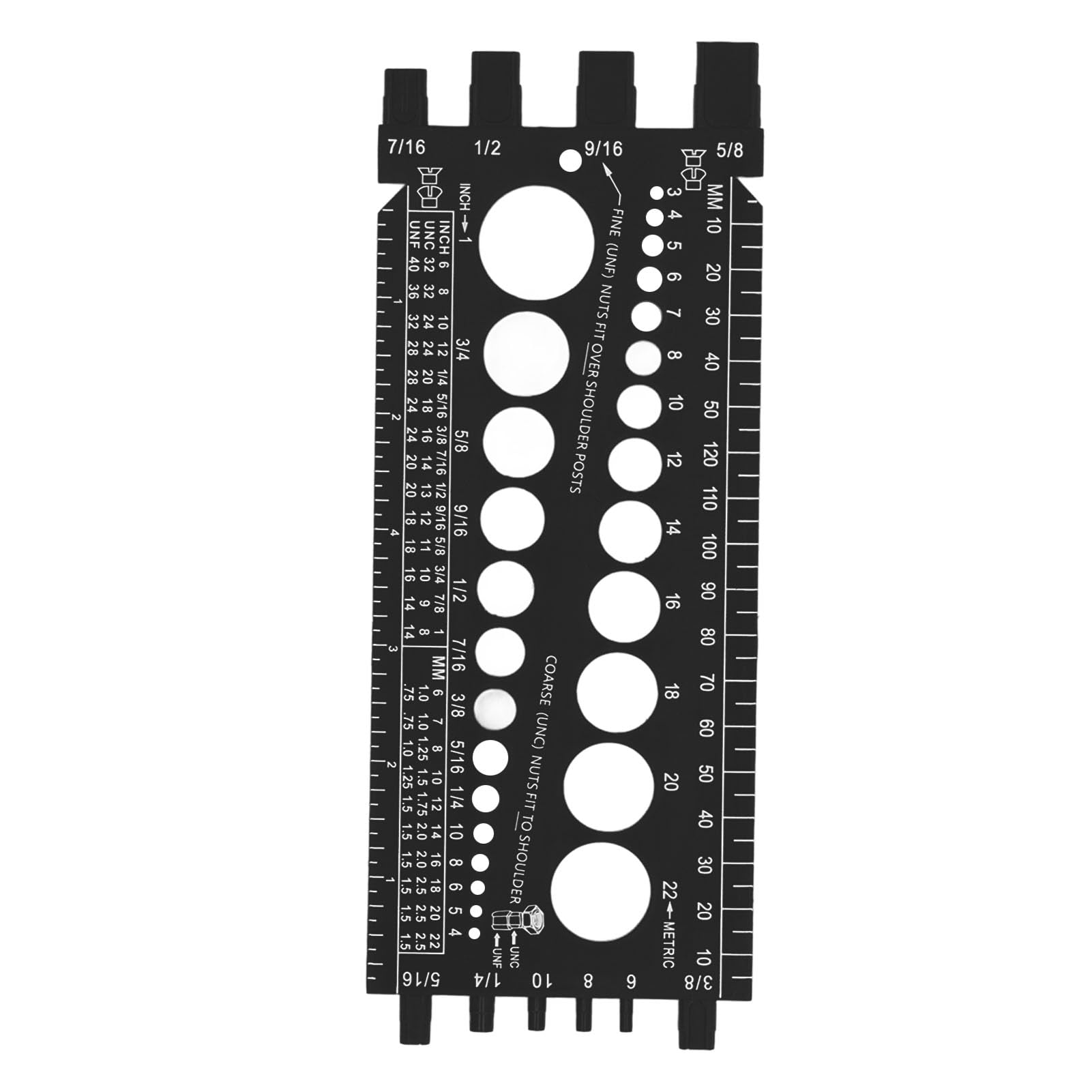 Calibrador de tornillos y tuercas, multifuncional, métrico, identificación rápida, comprobador ...