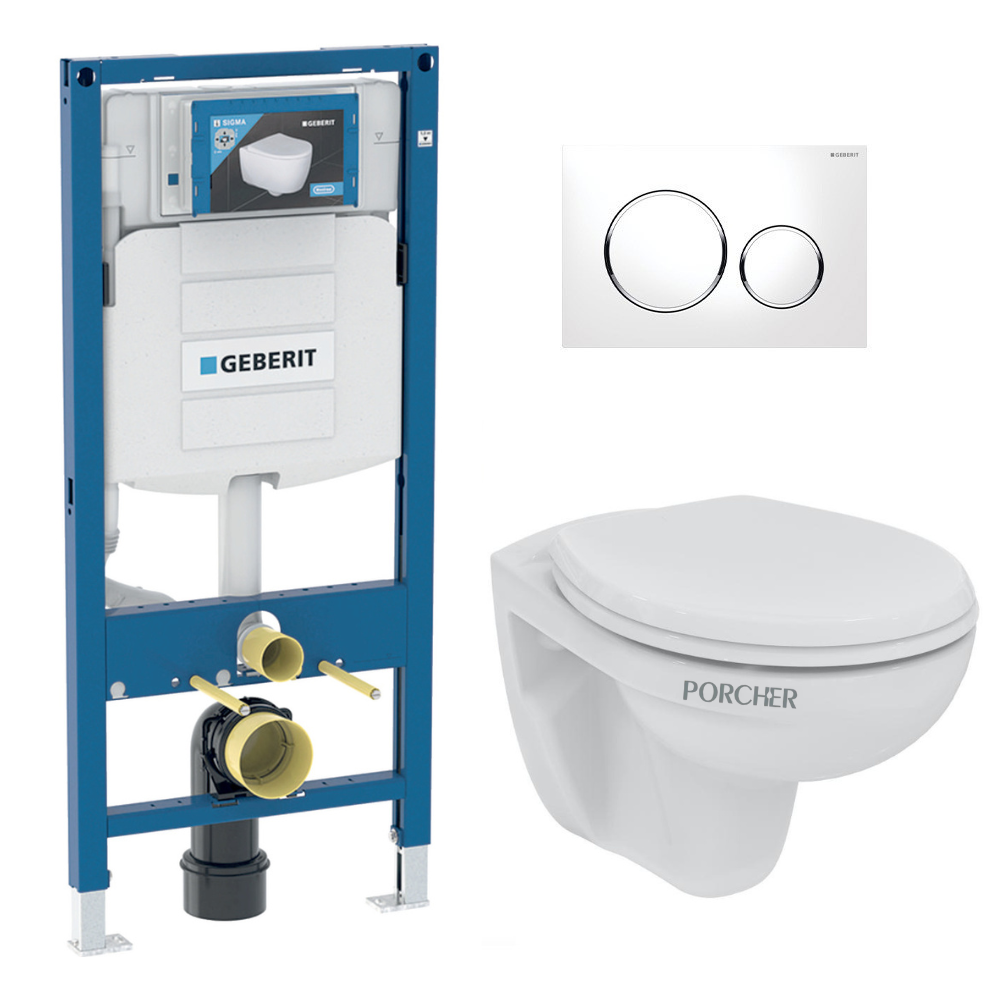Pack WC Bati Geberit Duofix + WC suspendu Porcher sans bride + abattant ...