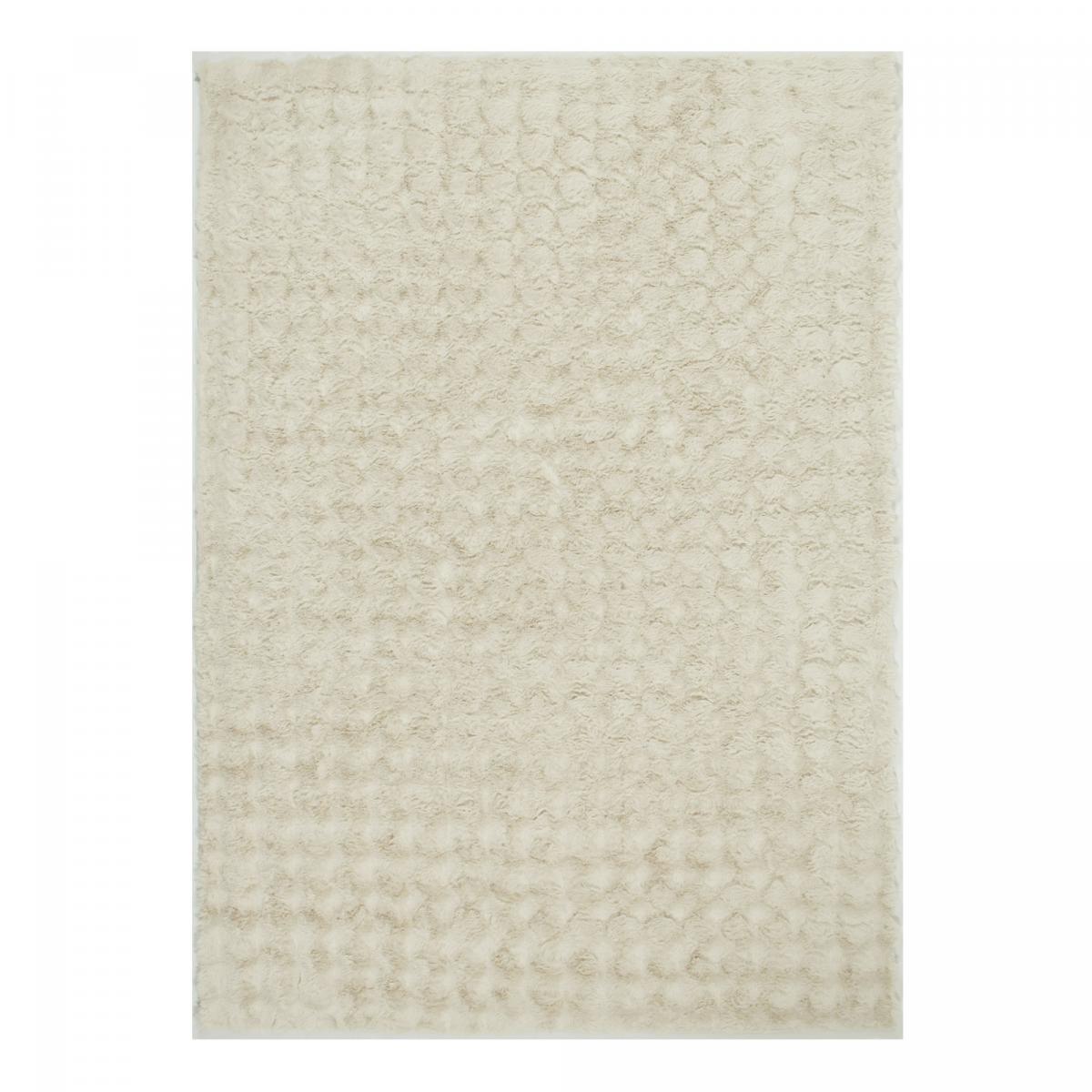 Tapis shaggy 160 x 230 cm, Beige et crème, faux uni sobre, poil long ...