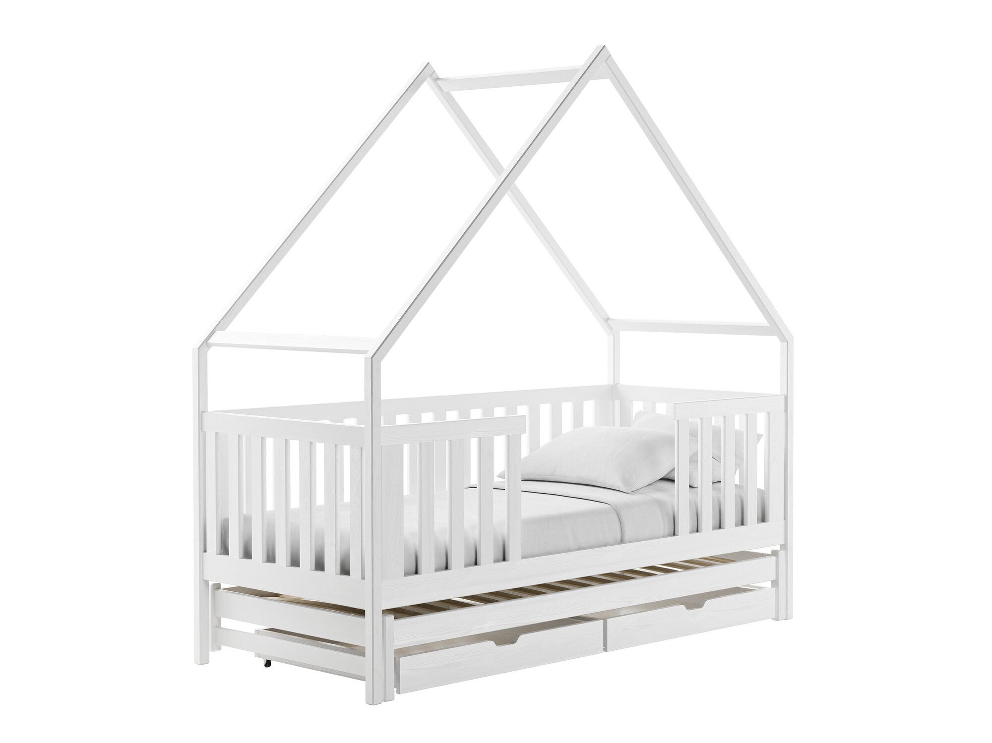 Lit Vista 115, Simple avec un lit gigogne supplémentaire, Blanc, 90x180 ...