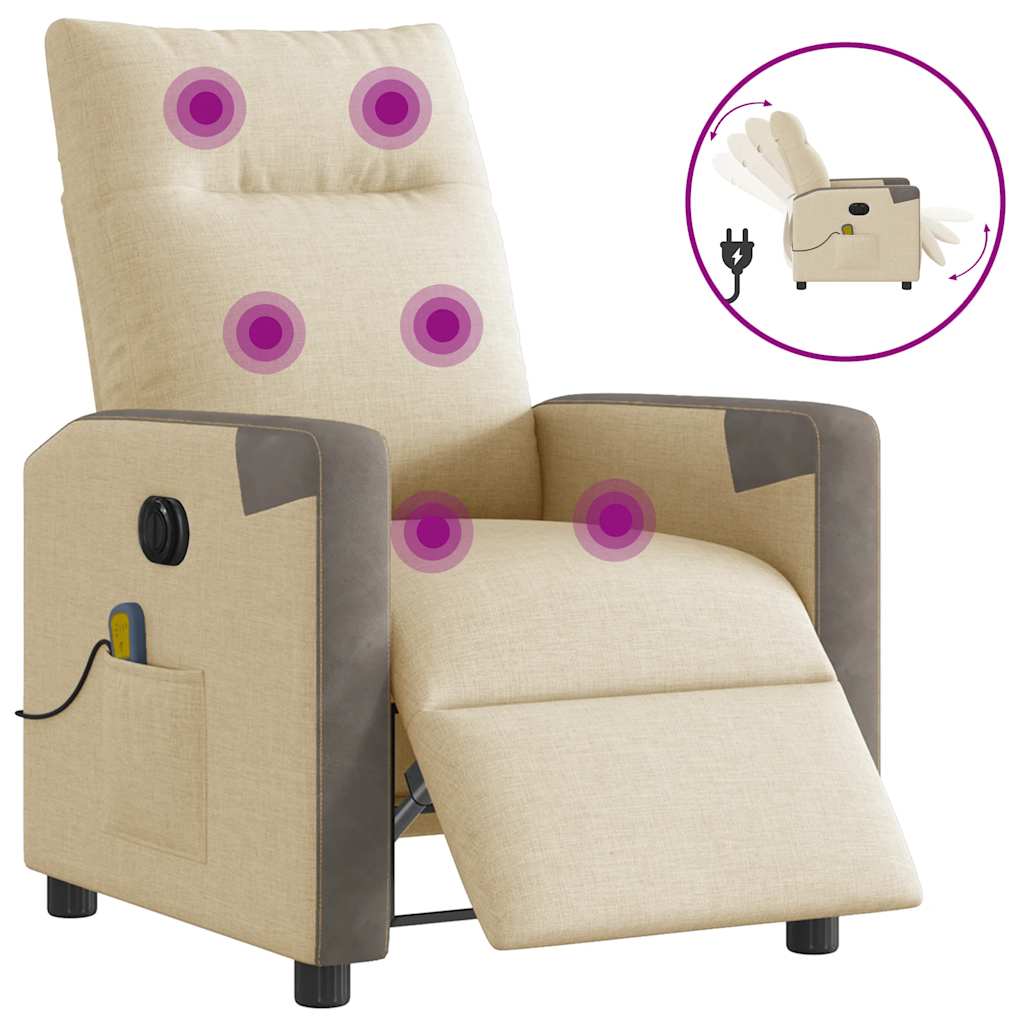 Maison Exclusive - Fauteuil inclinable de massage électrique crème ...