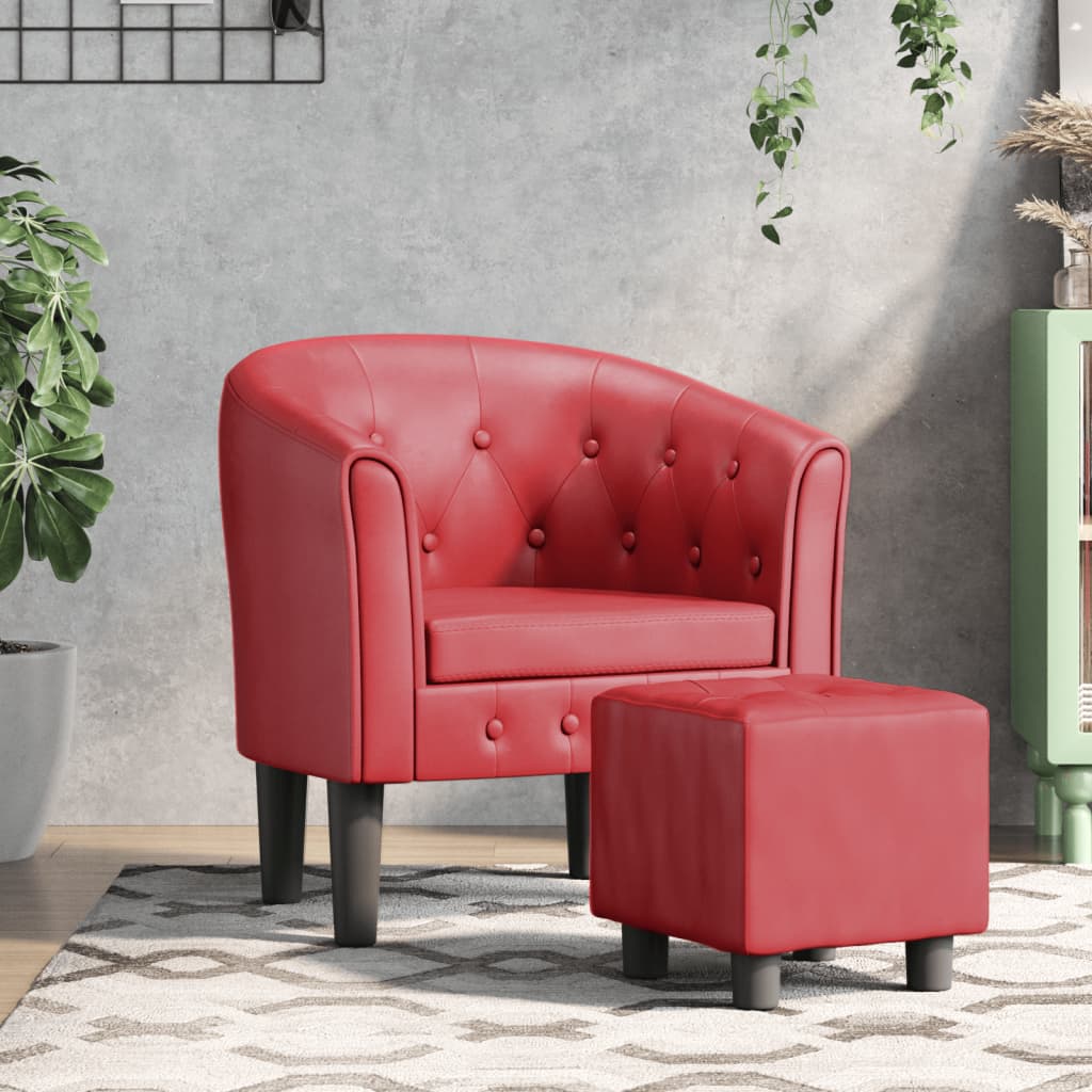 Fauteuil de Salon，Chaise，Fauteuil cabriolet avec repose-pied rouge ...