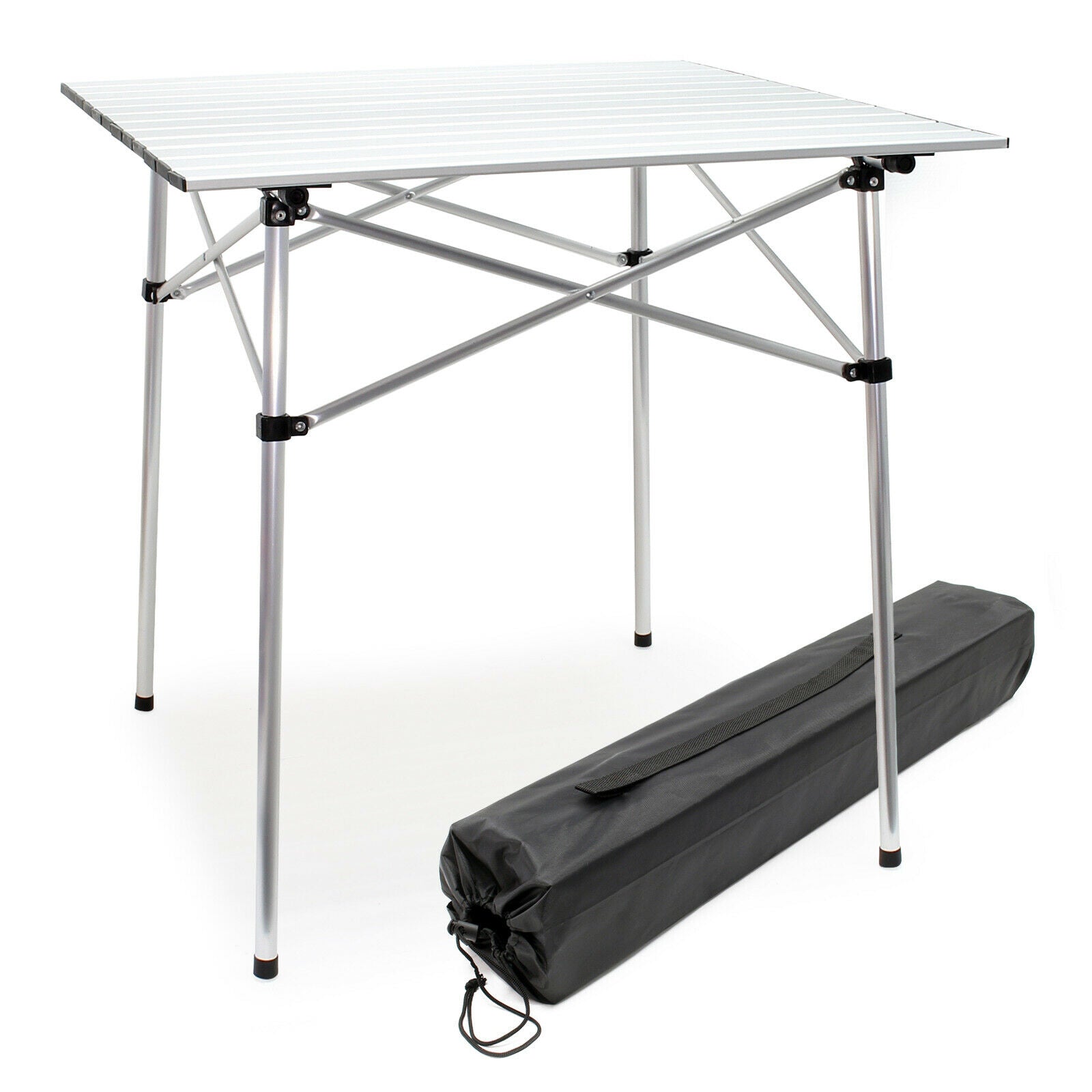 Table de camping en aluminium avec plateau de 70 cm et sac de transport argenté 16_0000539 ...