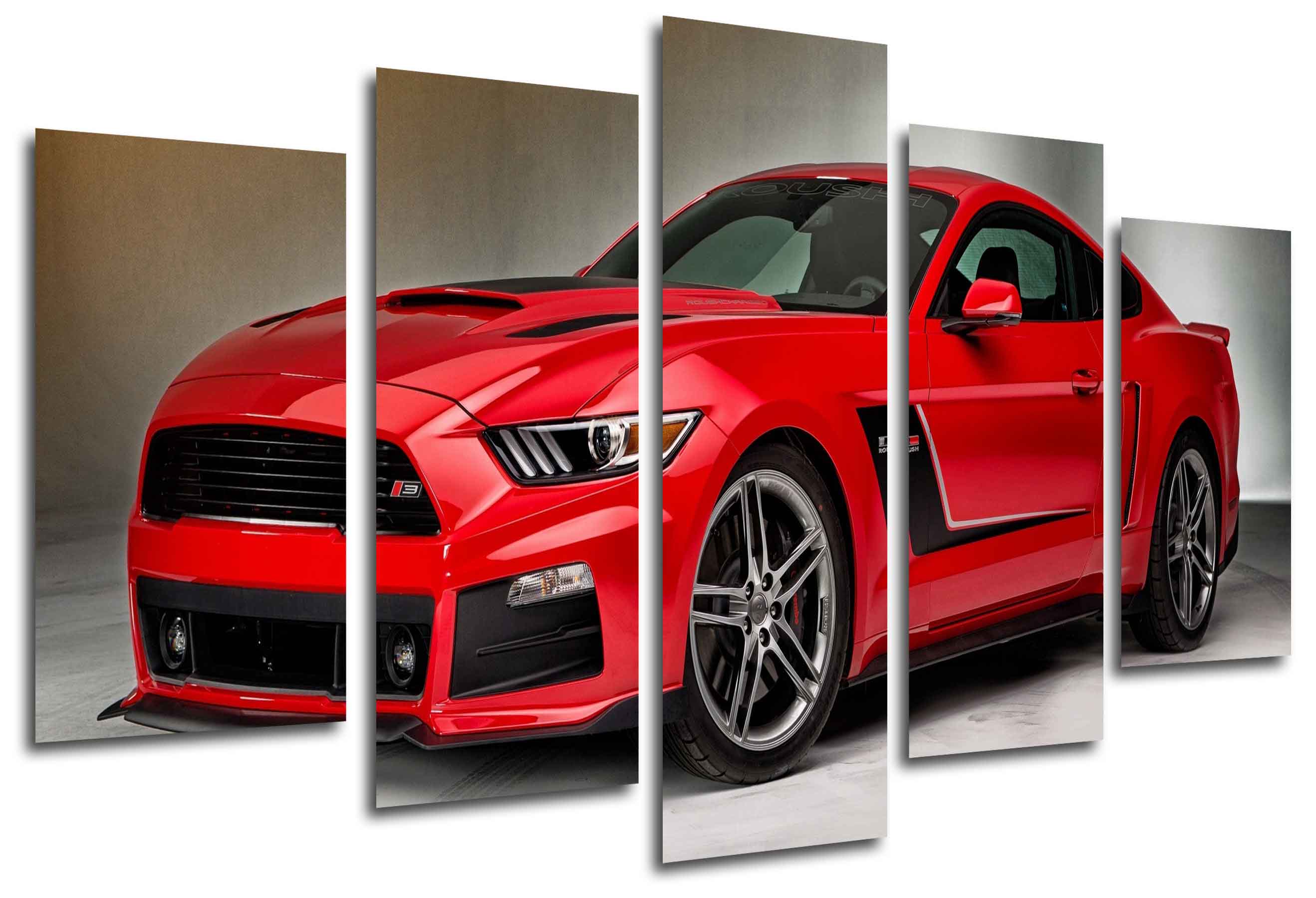 Set de posters Coche Mustang Rojo, impresión digital alta calidad ...